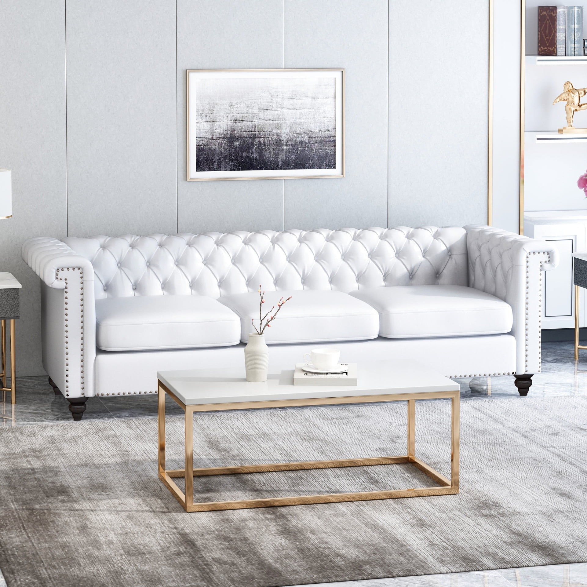 Cool White Pu - 3 Seater, Featuring Upholstery And Low For A Relaxed ...
