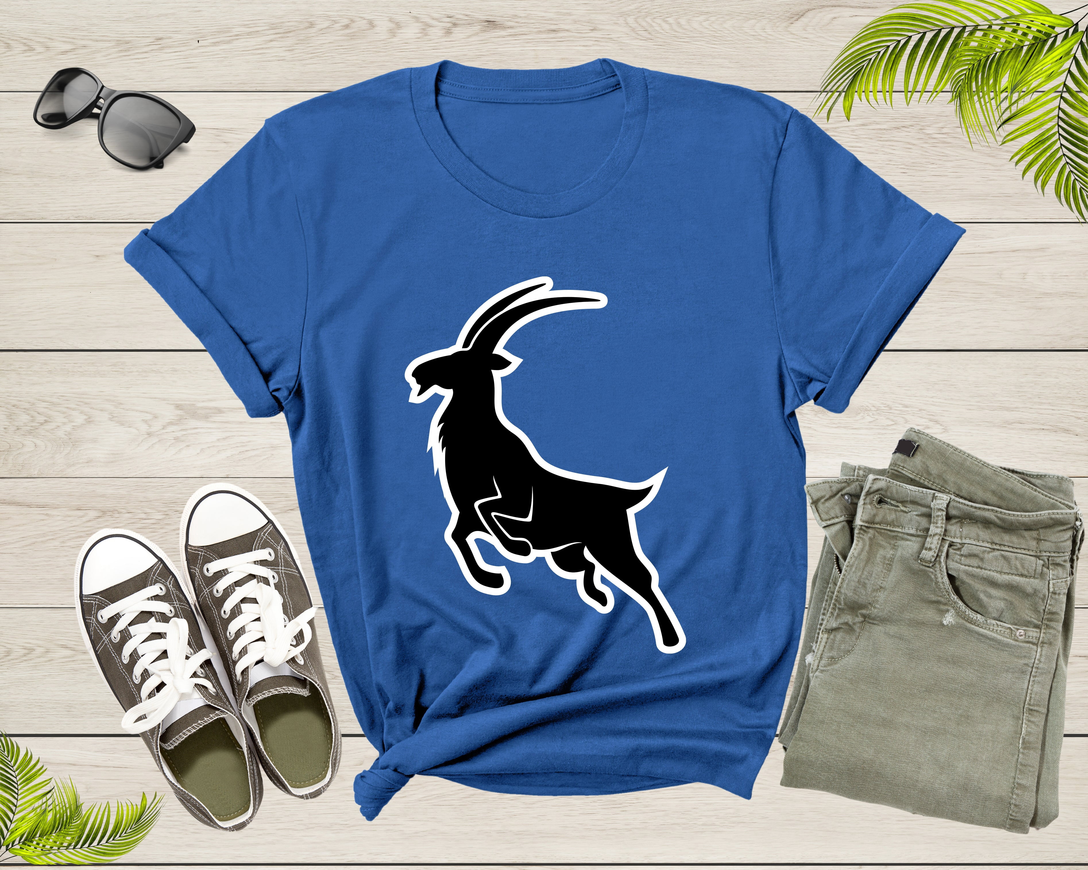 Cool Wild Goat Animal Horn Livestock Silhouette Capricorn T-Shirt Goat ...
