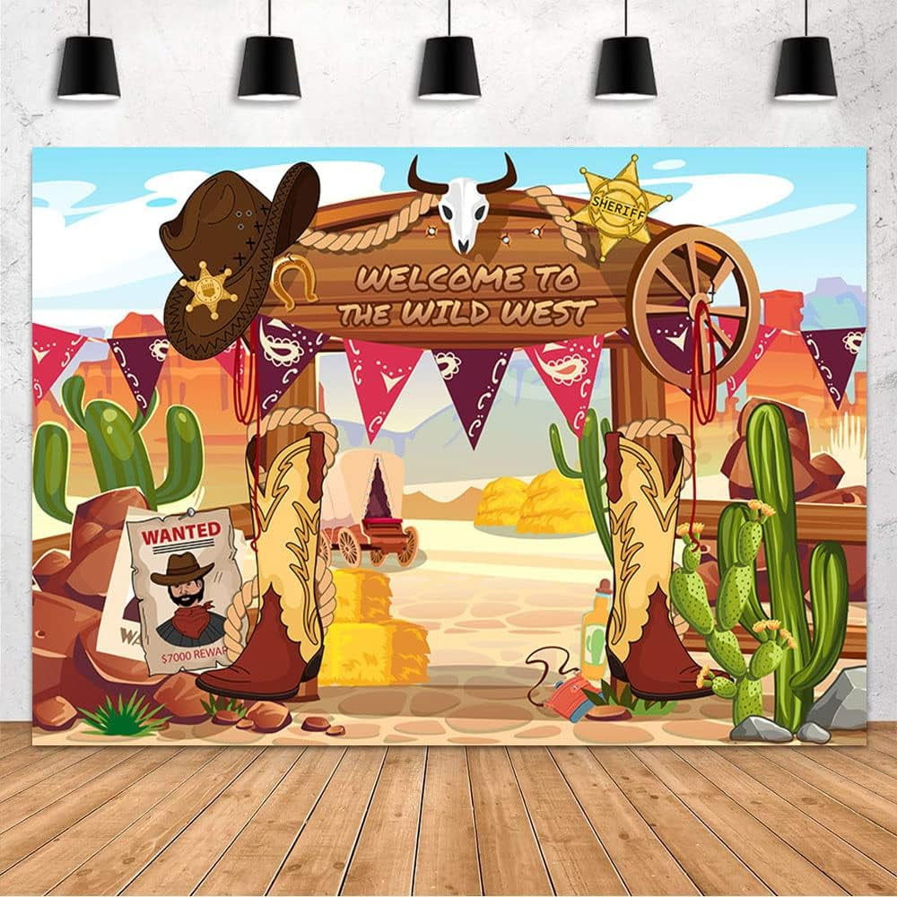 Cool Wild West Cowboy Backdrop Western Cowboy Theme Hanging Swirl Foil ...