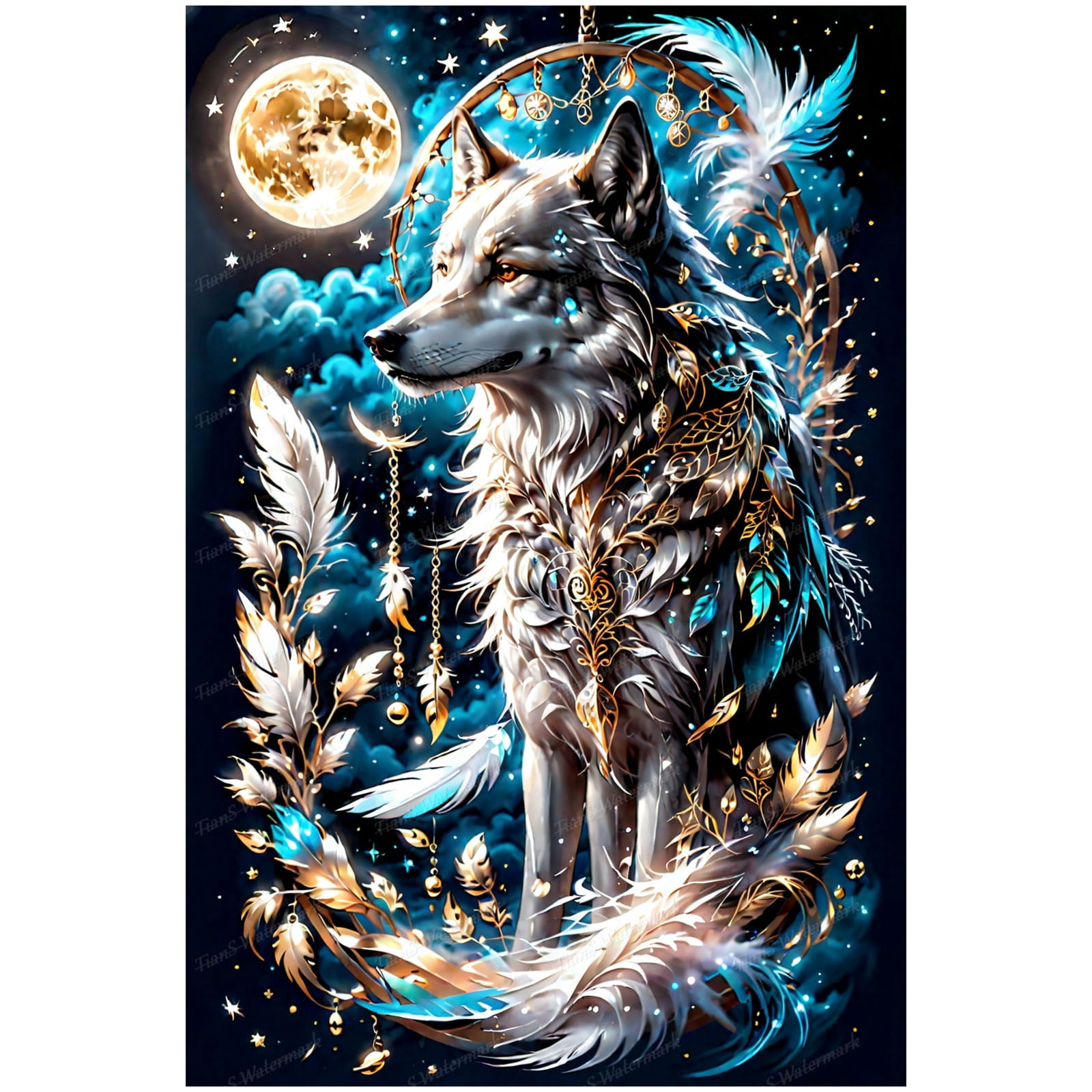 Cool Wolf Canvas Wall Art Mysterious Wildlife Poster Fantasy Wolf ...