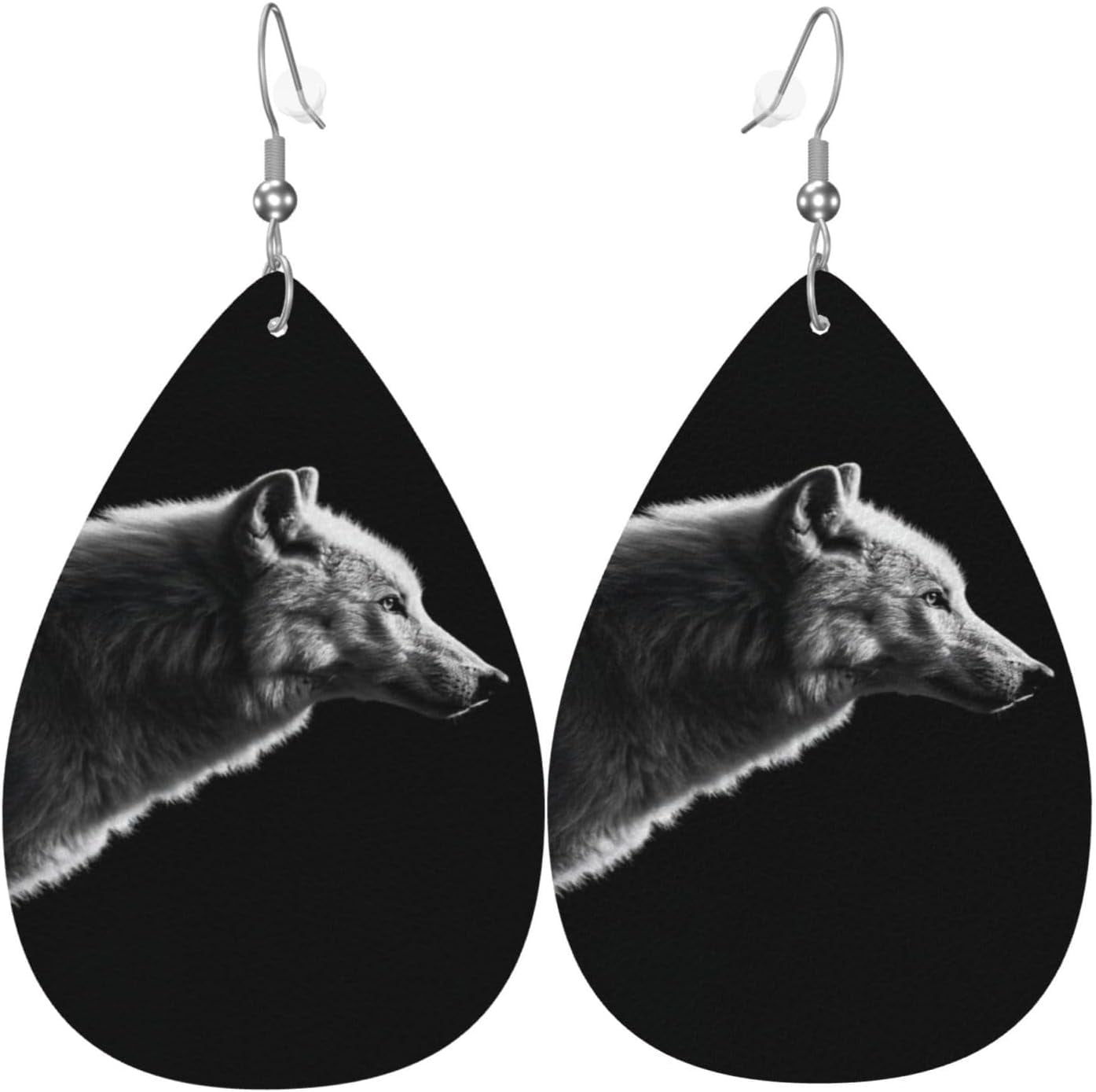 Cool Wolf Earrings for Women PU Leather Dangle Earrings, Lightweight ...