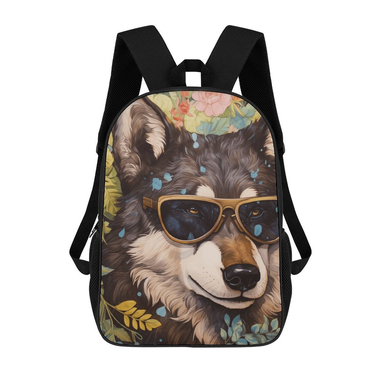 Cool Wolf Floral Sunglasses Art Backpacks for Backpack for Bookbag ...