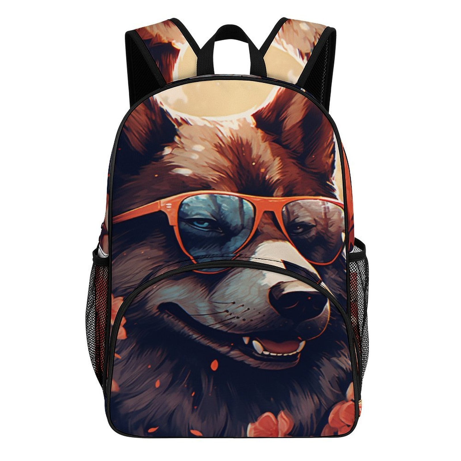 Cool Wolf Floral Sunglasses Art Backpacks for Backpack for Bookbag ...