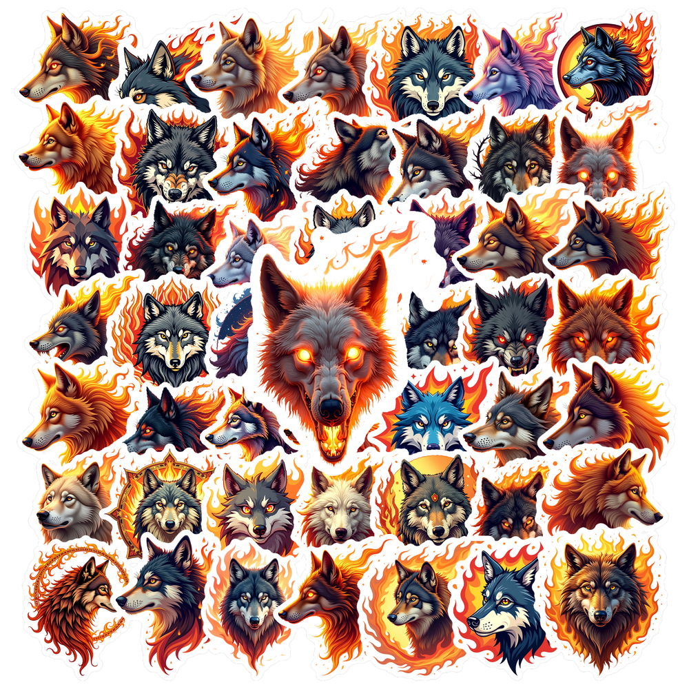 Cool Wolf Theme Stickers, Waterproof Wolf Theme Sticker for Water ...