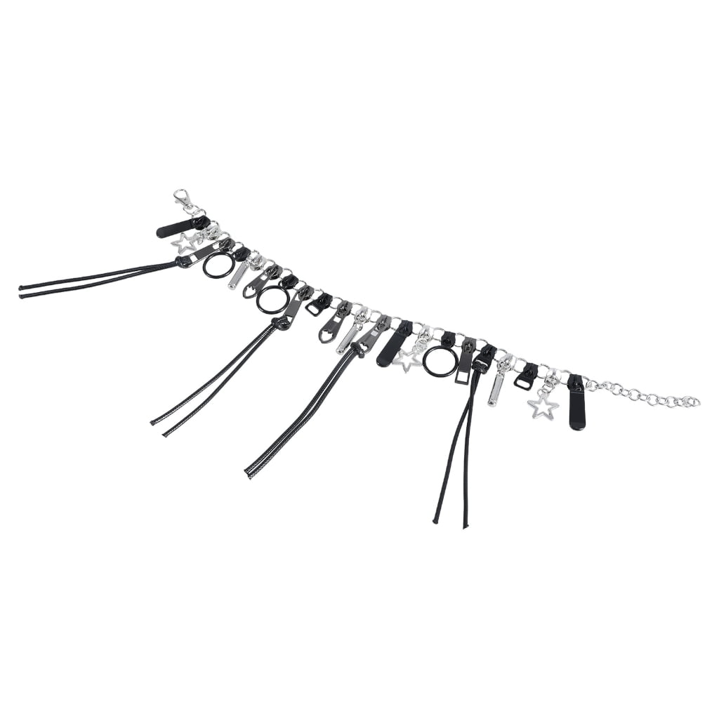 Cool Zipper Neckchain Fringe Chain Hip Hop Collarbone Chains Unisex ...