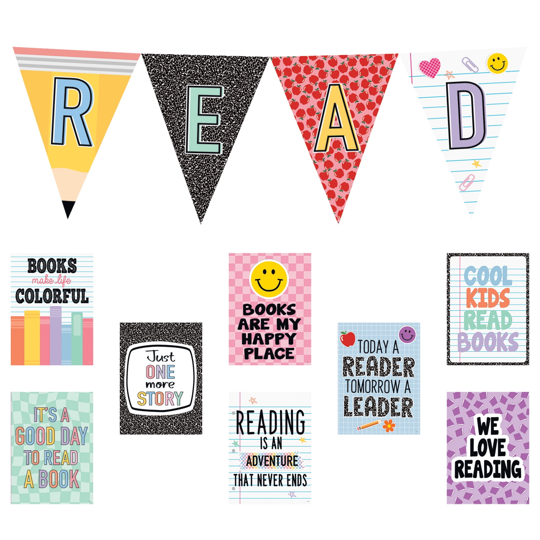 Teacher Created Resources Cool for School Read Pennants Bulletin Board ...