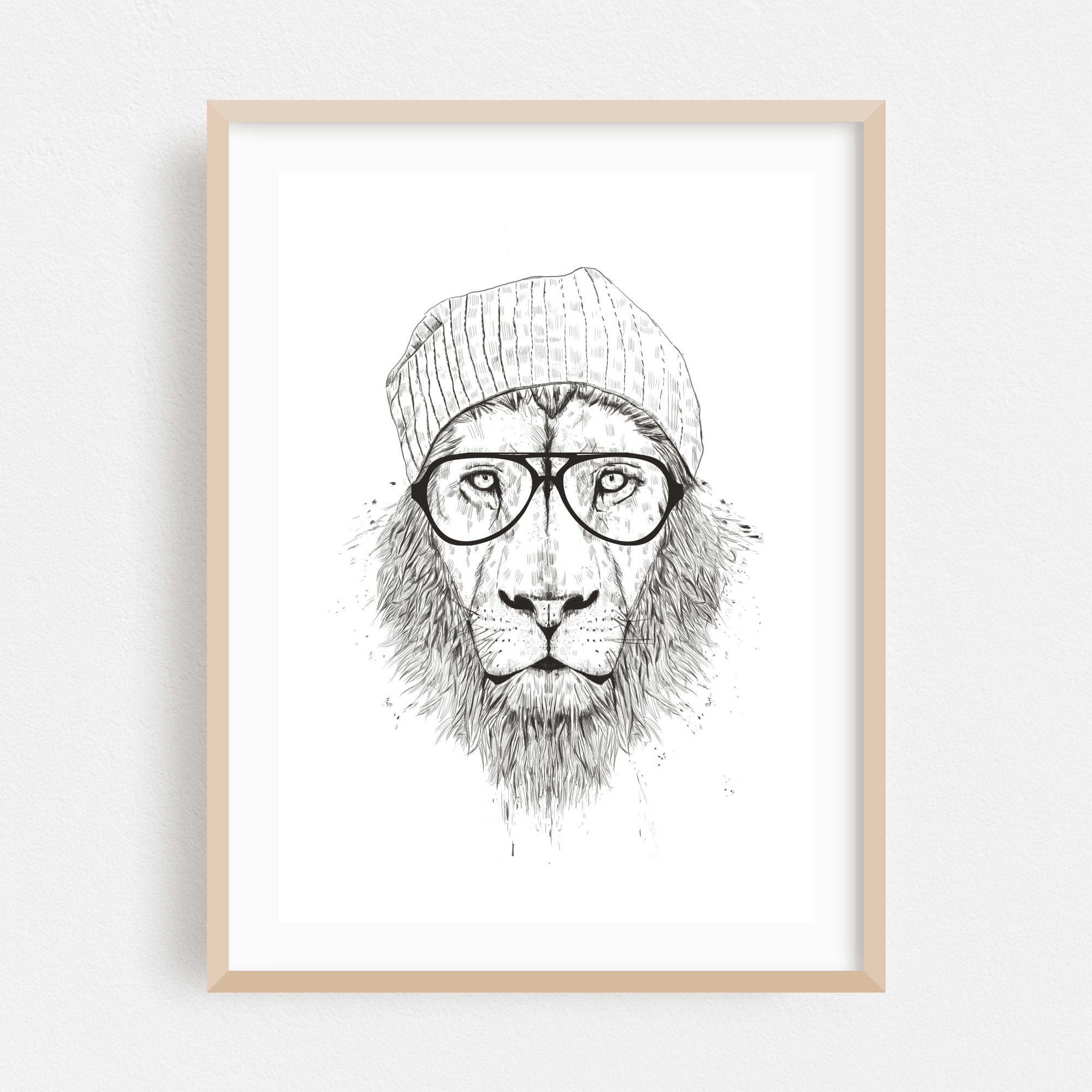 Cool lion (bw) - Drawing Animal Line Art Black and White Portrait ...