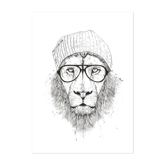 Cool lion (bw) - Drawing Animal Line Art Black and White Portrait ...