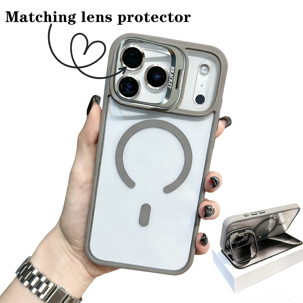 CoolDesignCase Clear MagSafe Built-In Camera Guard Kickstand Lens Phone ...