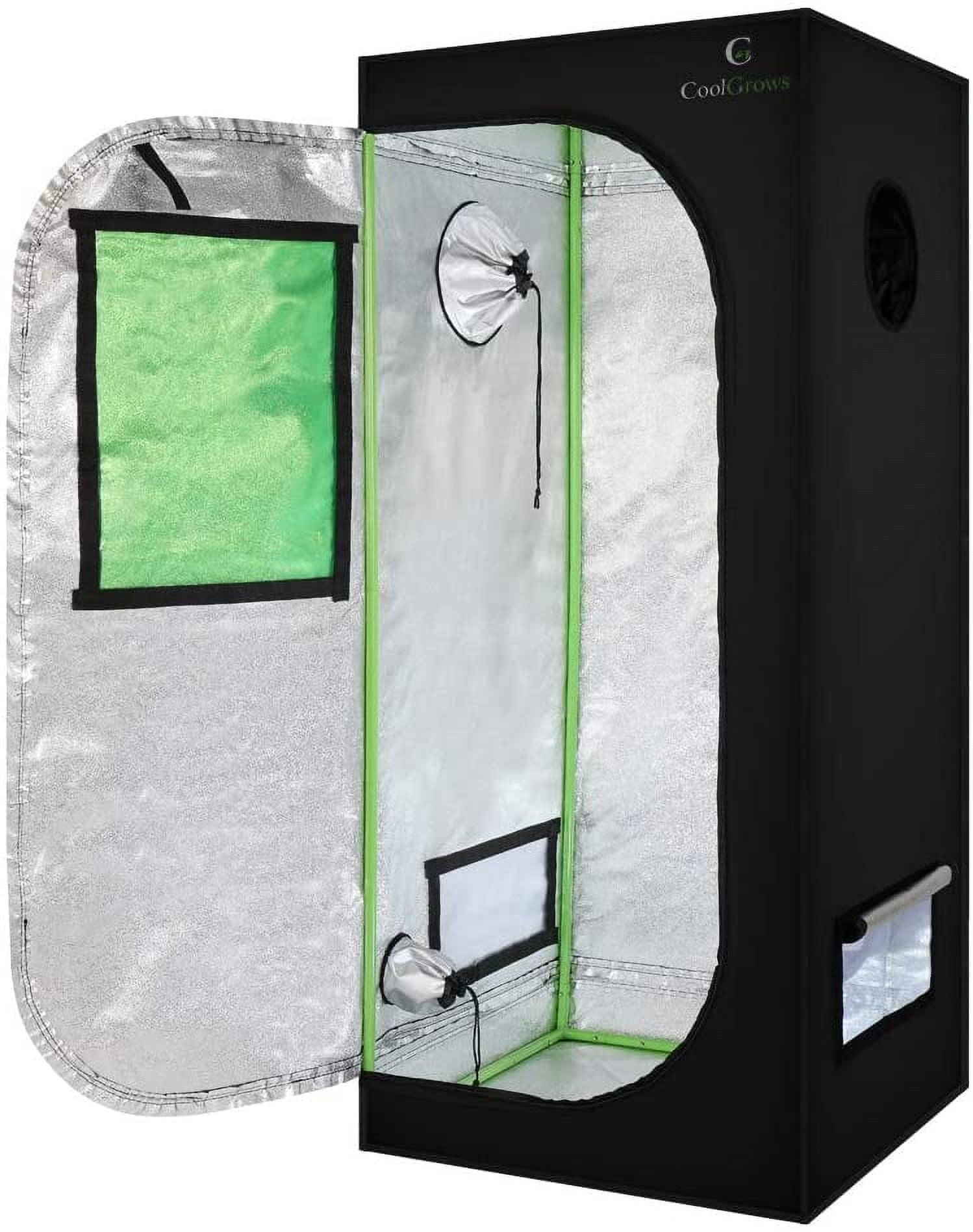 CoolGrows Grow Tent, 24"x24"x55" Mylar Grow Tent with Obeservation ...
