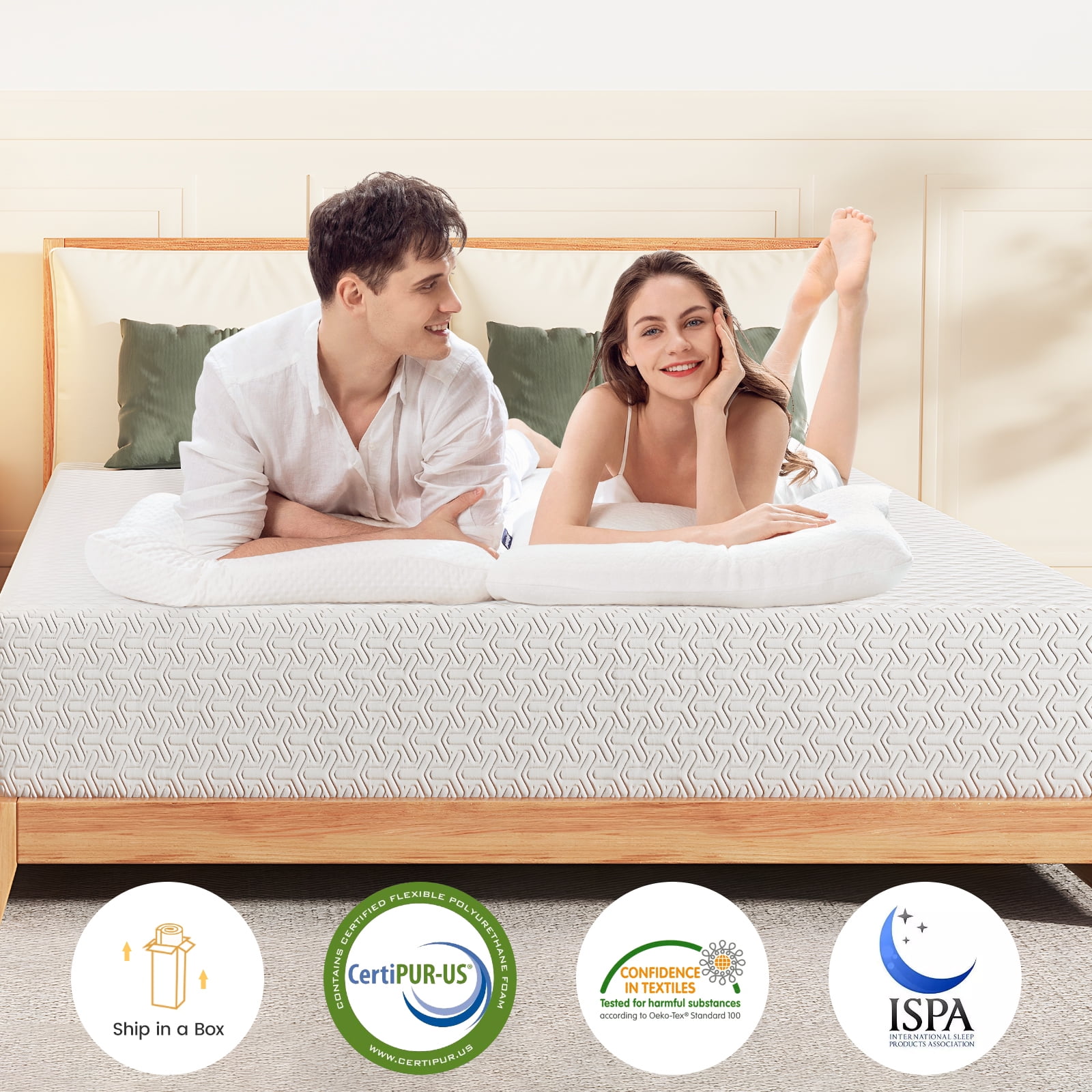 CoolHut 10 Inch Memory Foam Mattress Queen Size, Cooling Gel Mattress for Pressure Relief， Soft ...