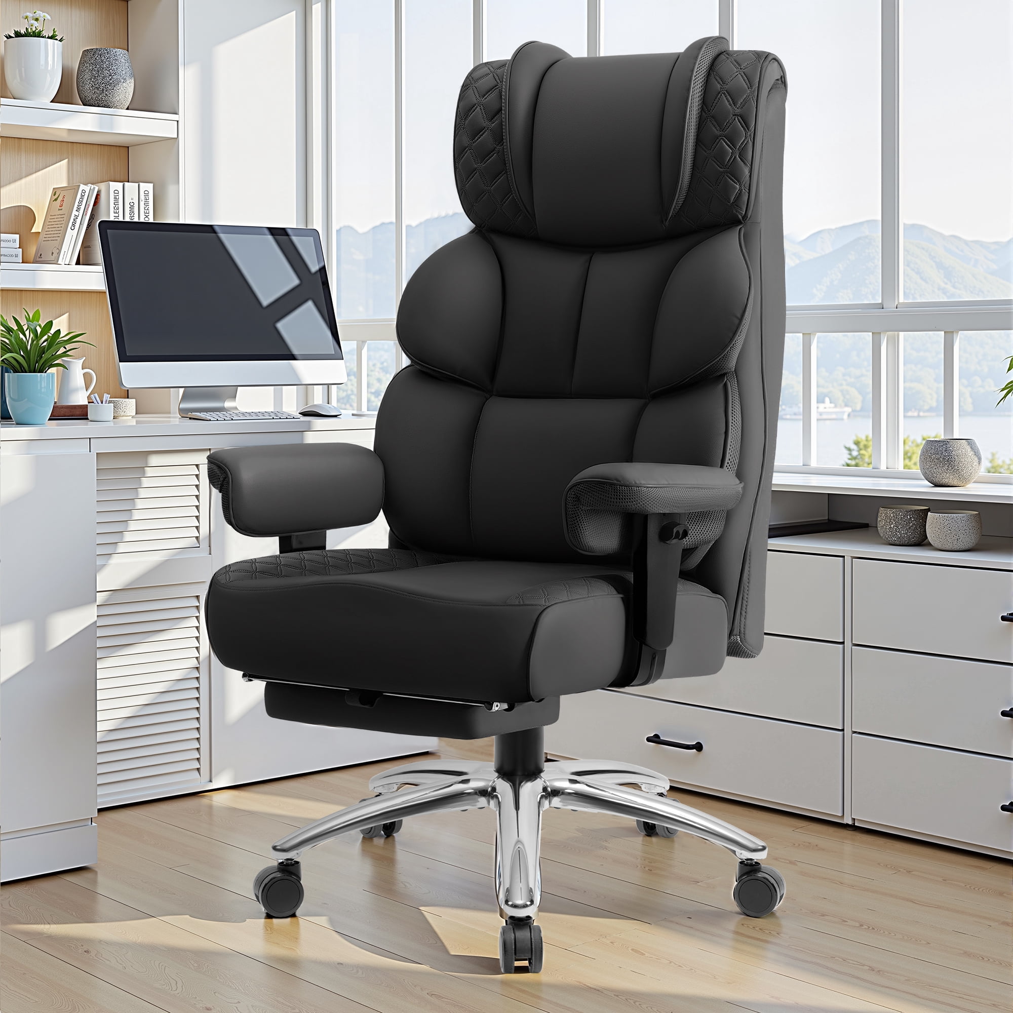CoolHut Big and Tall Office Chair 400LBS, Adjustable Headrest Ergonomic ...
