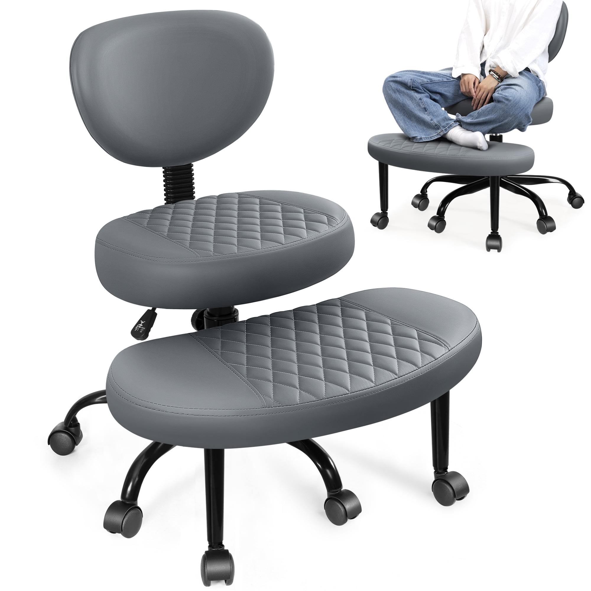 CoolHut Cross Legged Office Chair, Meditation Chair with Lumbar Support, ADHD Desk Chair for ...