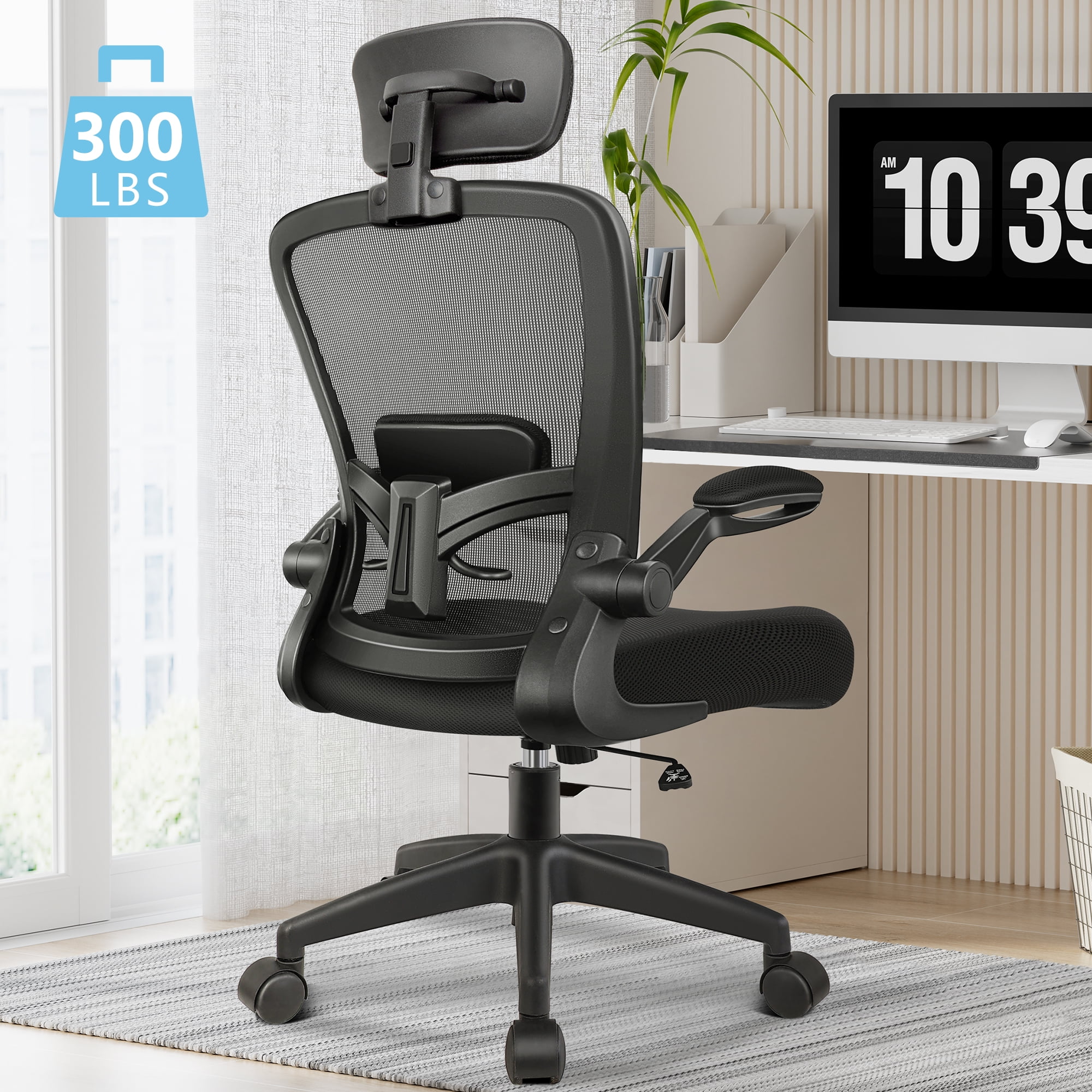 CoolHut Ergonomic Office Chair with Headrest, Adjustable Lumbar Support ...