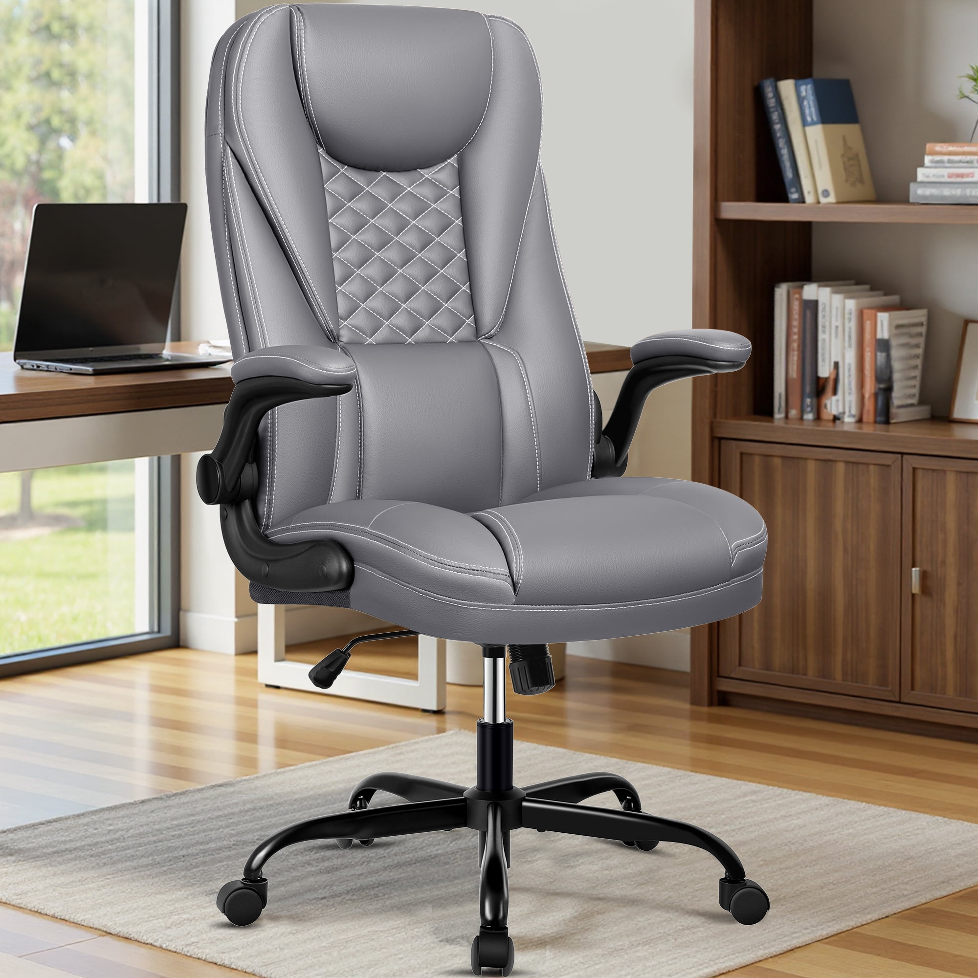 CoolHut Executive Office Chair, Ergonomic High-Back Leather Chair, Flip ...
