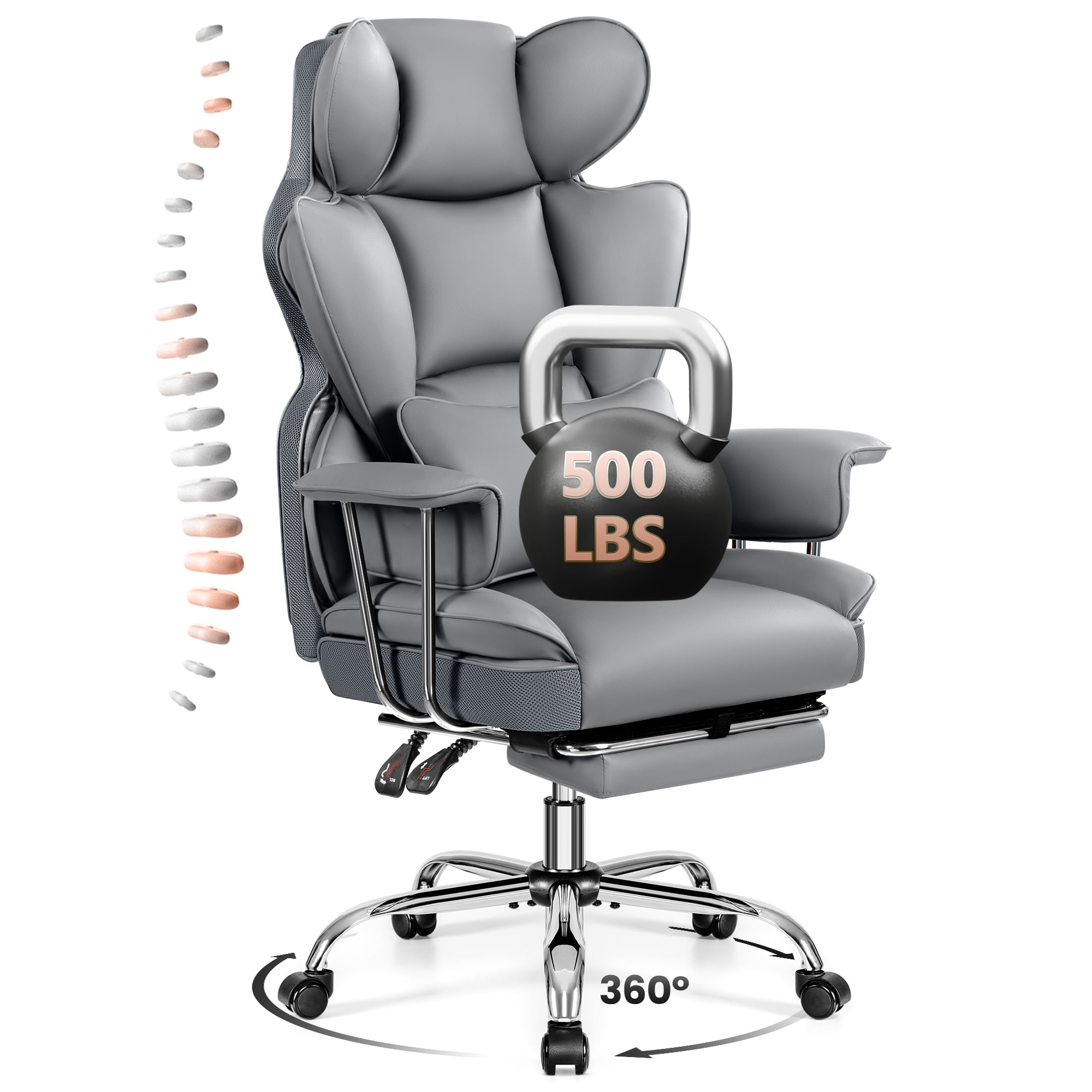 Coolhut Large Executive Leather Office Chair, Ergonomic Reclining ...