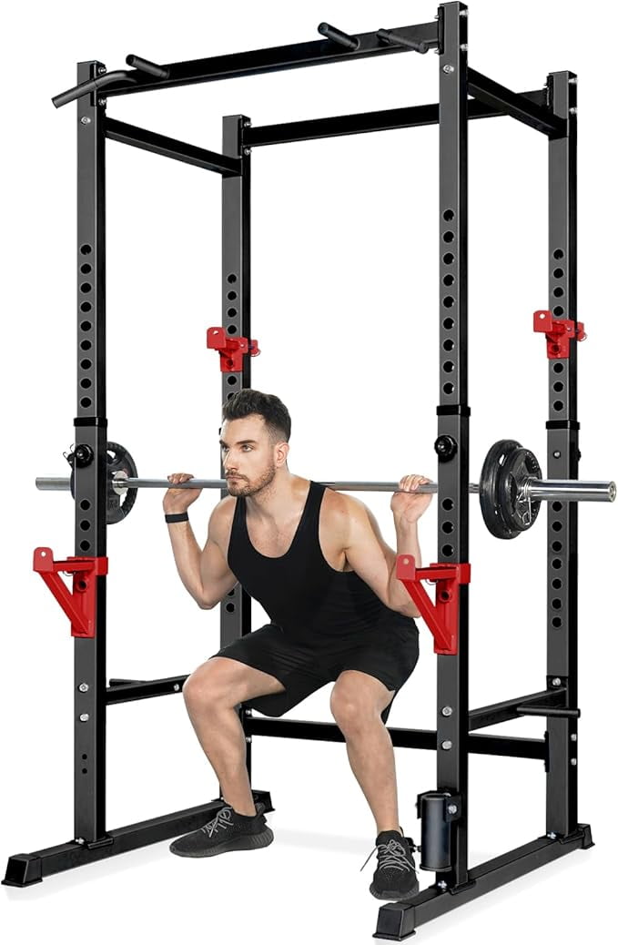 CoolHut Squat Rack Pull-Up Bar, Adjustable Squat Rack Bracket, Multi ...