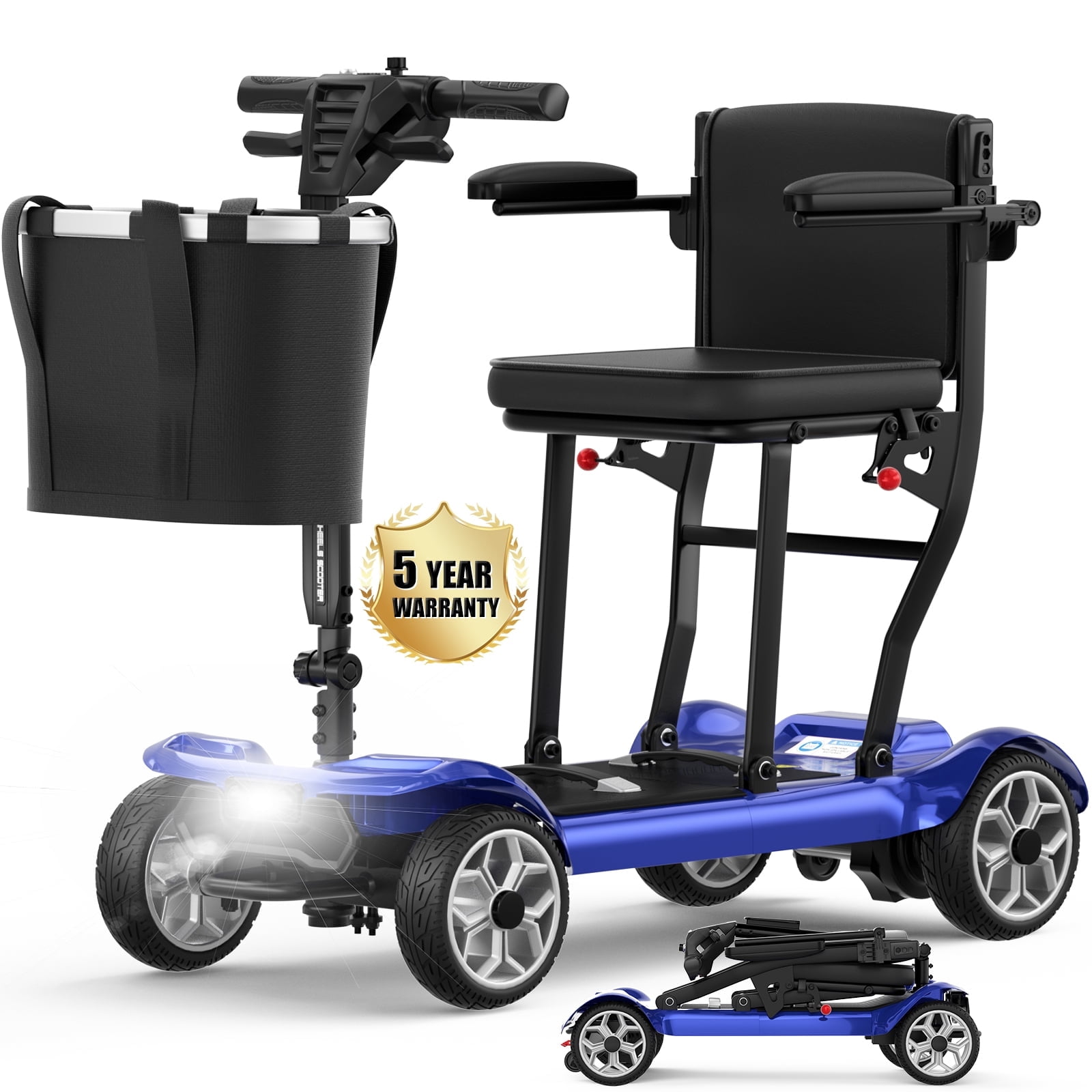 COOLHUT Upgrade 4 Wheel Mobility Scooter for Adults, Foldable Powered ...