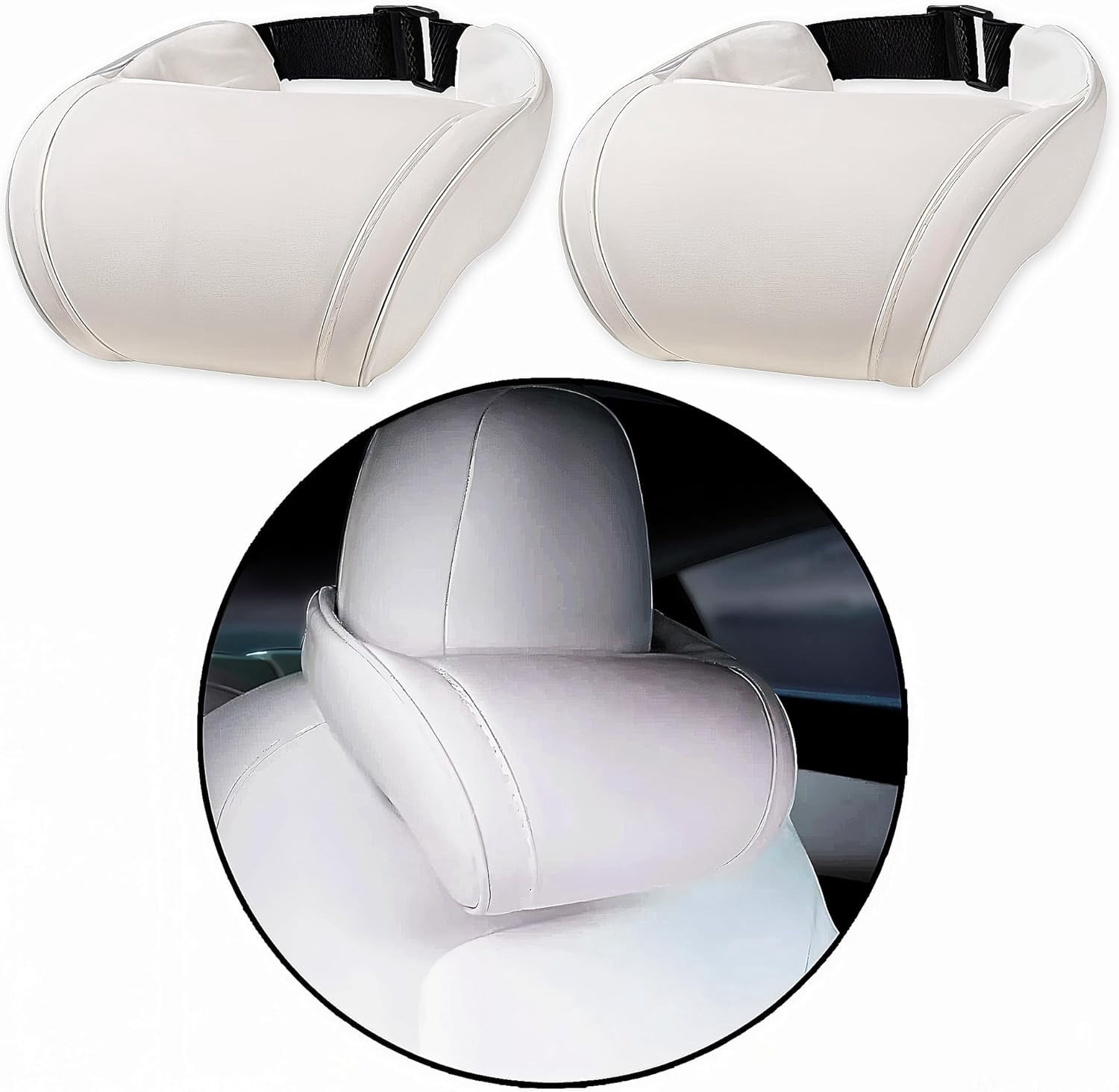 CoolKo Car Headrest Neck Pillow Support Memory Foam Ergonomic Design ...