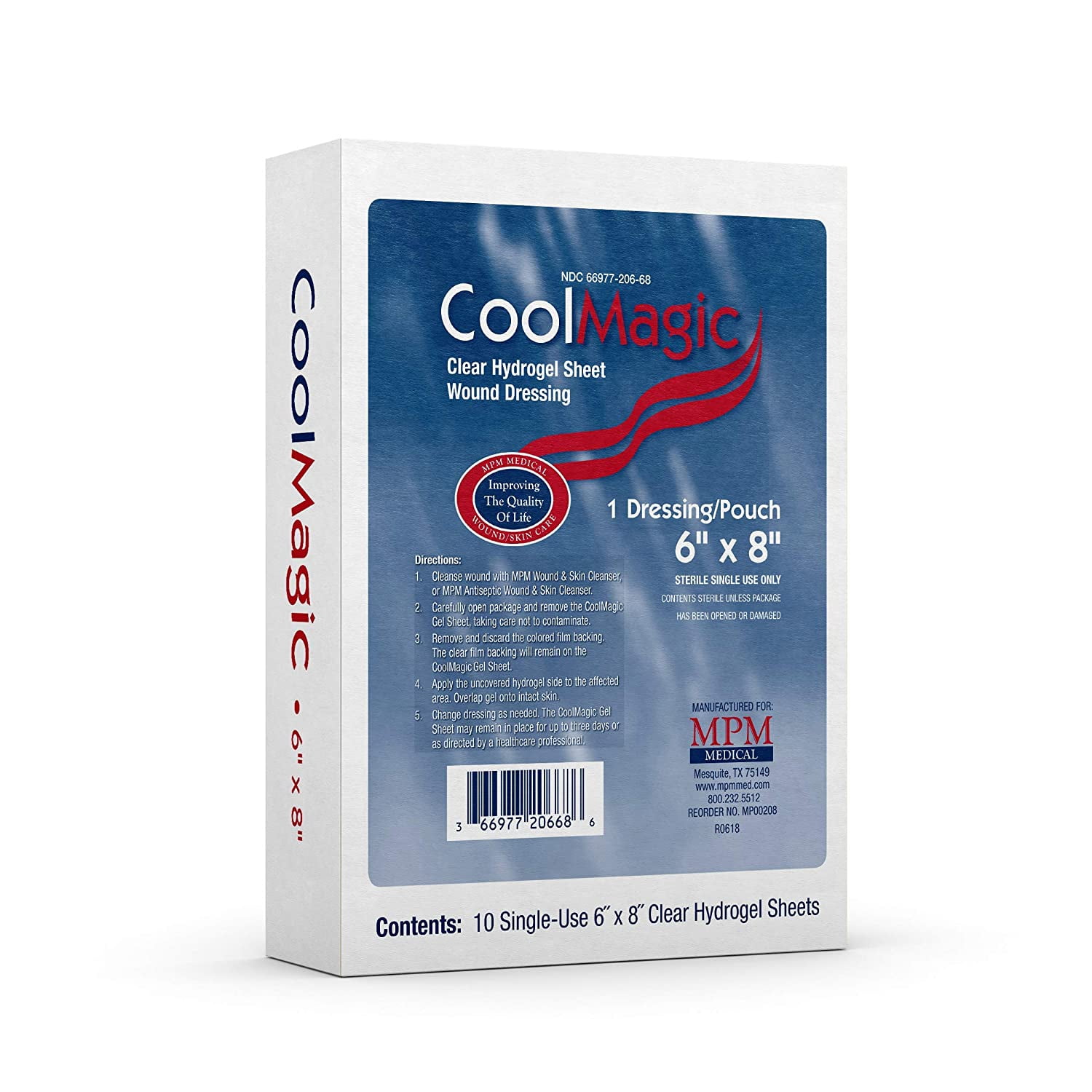 CoolMagic Hydrogel Sheet Dressing, 6 x 8 , Box of 10 - Walmart.com