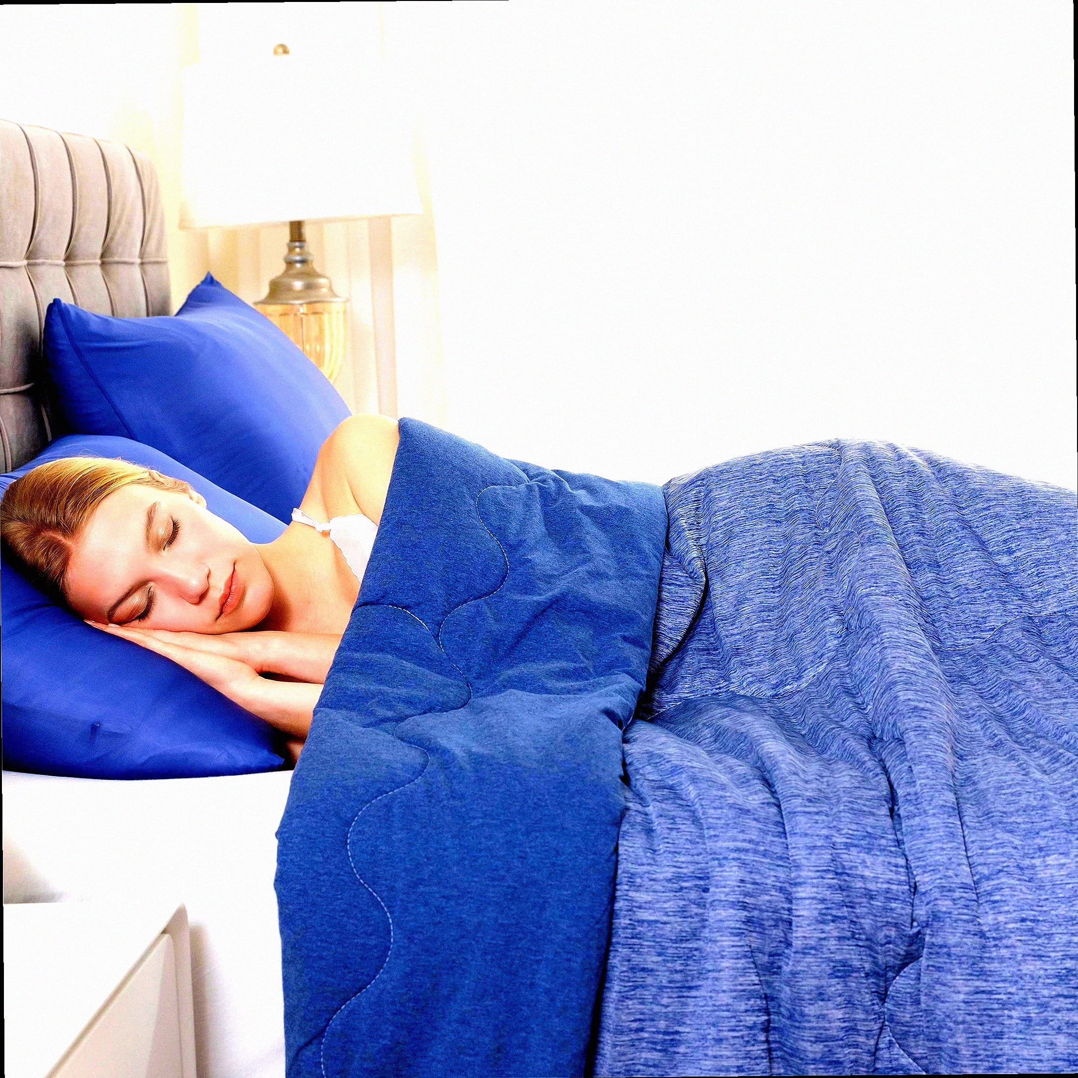CoolMax All Season Cooling Comforter - Queen Size Navy Blue Blanket ...