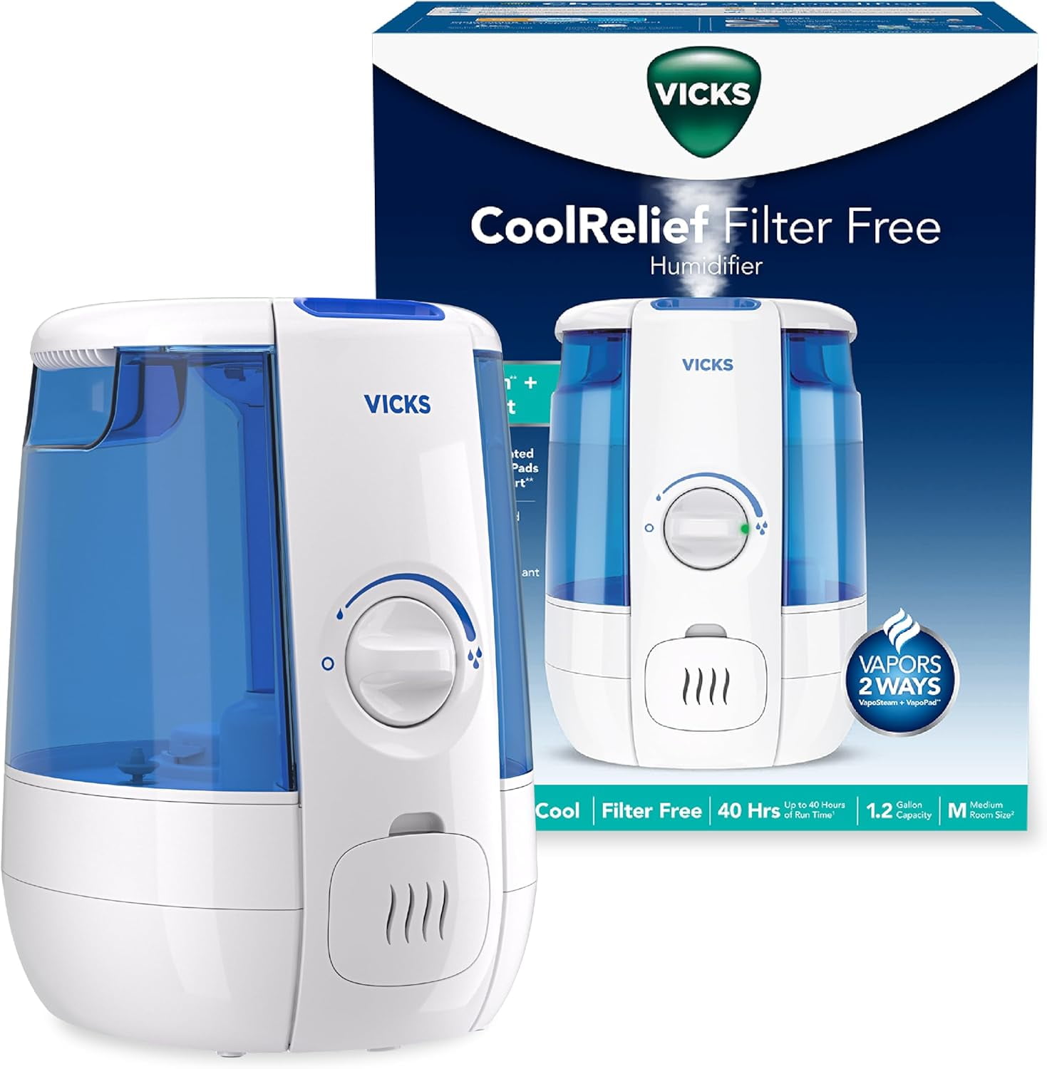 CoolRelief Cool Mist Humidifier Small to Medium Room Vaporizer for Baby ...