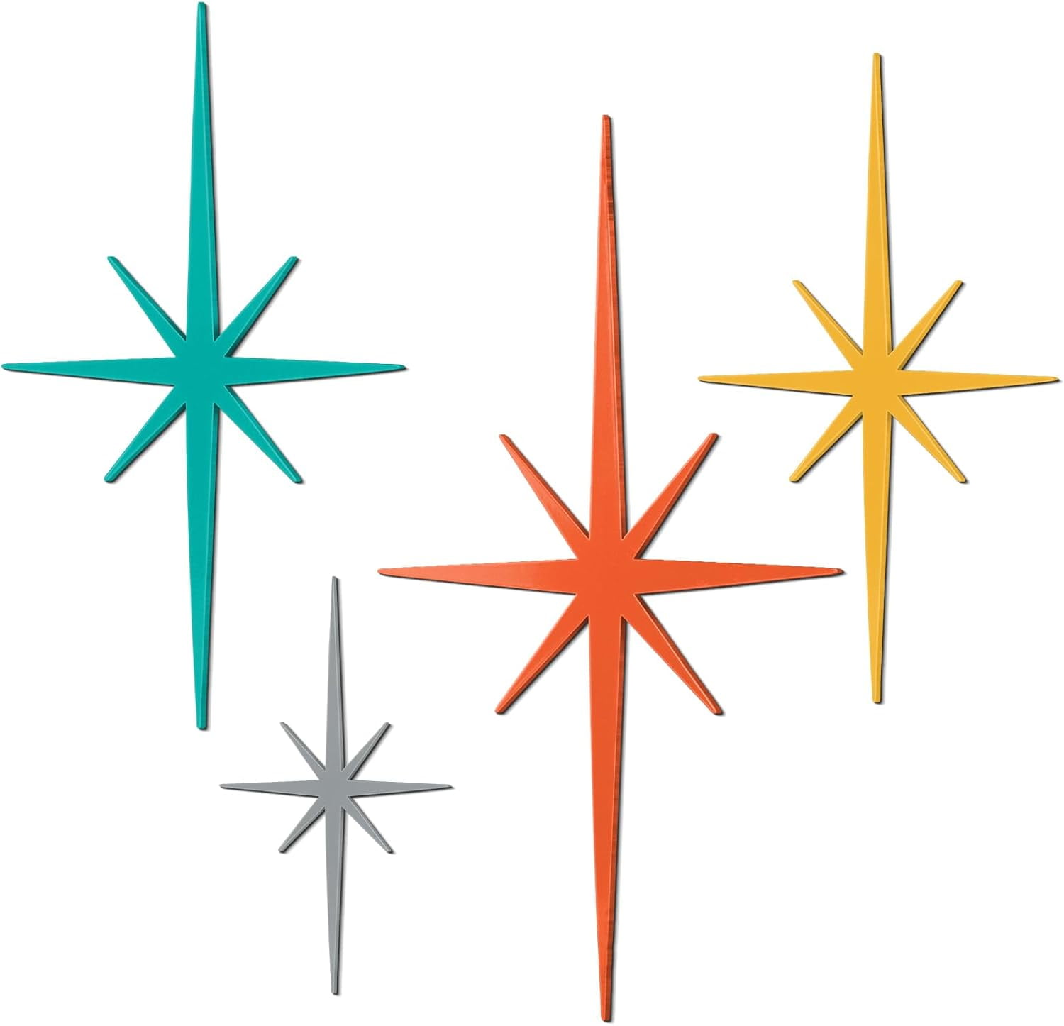 CoolStuff 4 Pcs Cast Iron Starburst Shaped Wall Decor Metal Mid Century ...