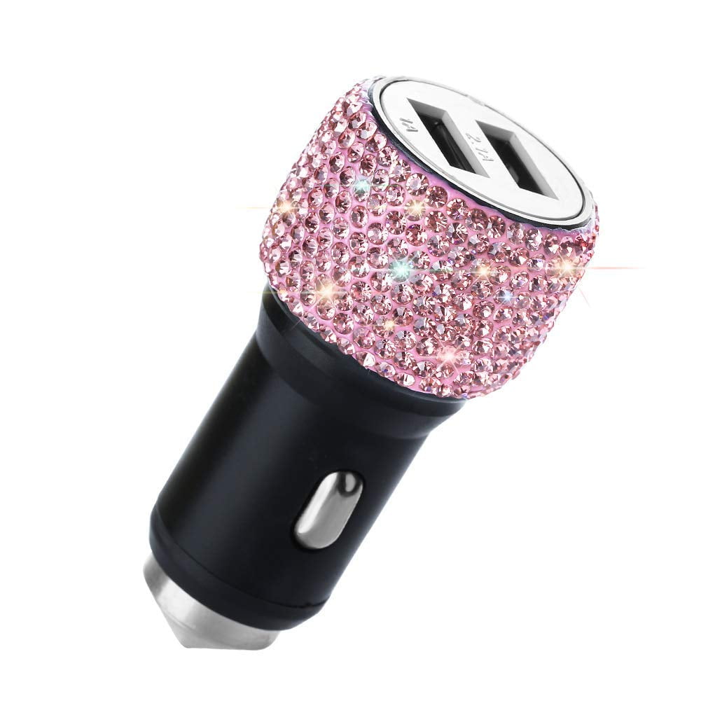 CoolStuff Bling Dual USB Car Charger Adapter, 5V/2.4A Crystal ...