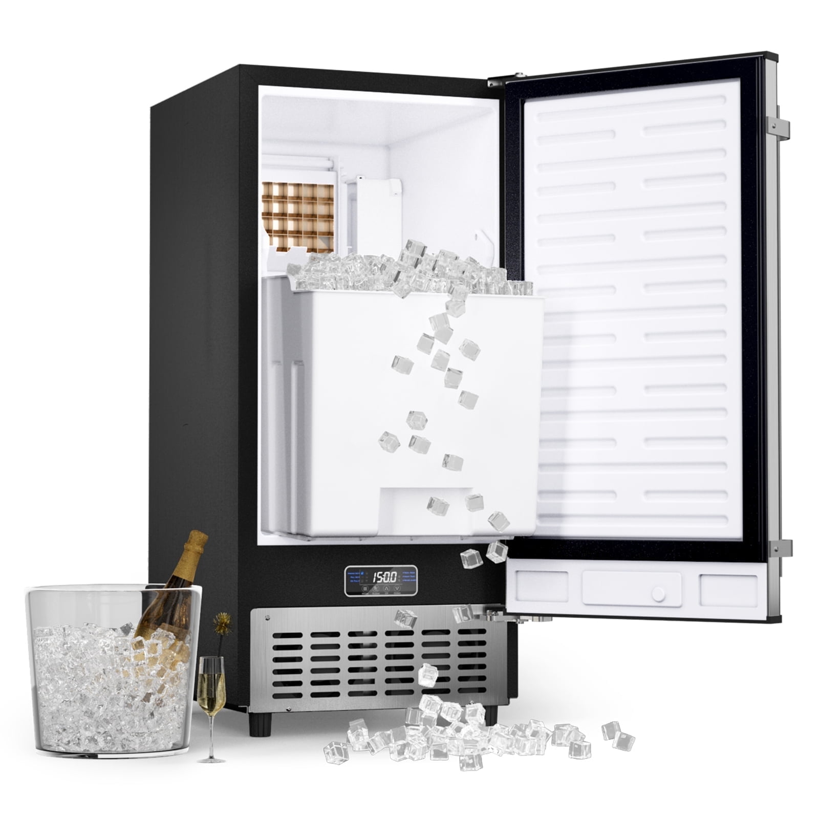 Coolake 15 inch 100lbs/Day Built-in Ice Maker, Stainless Steel ...