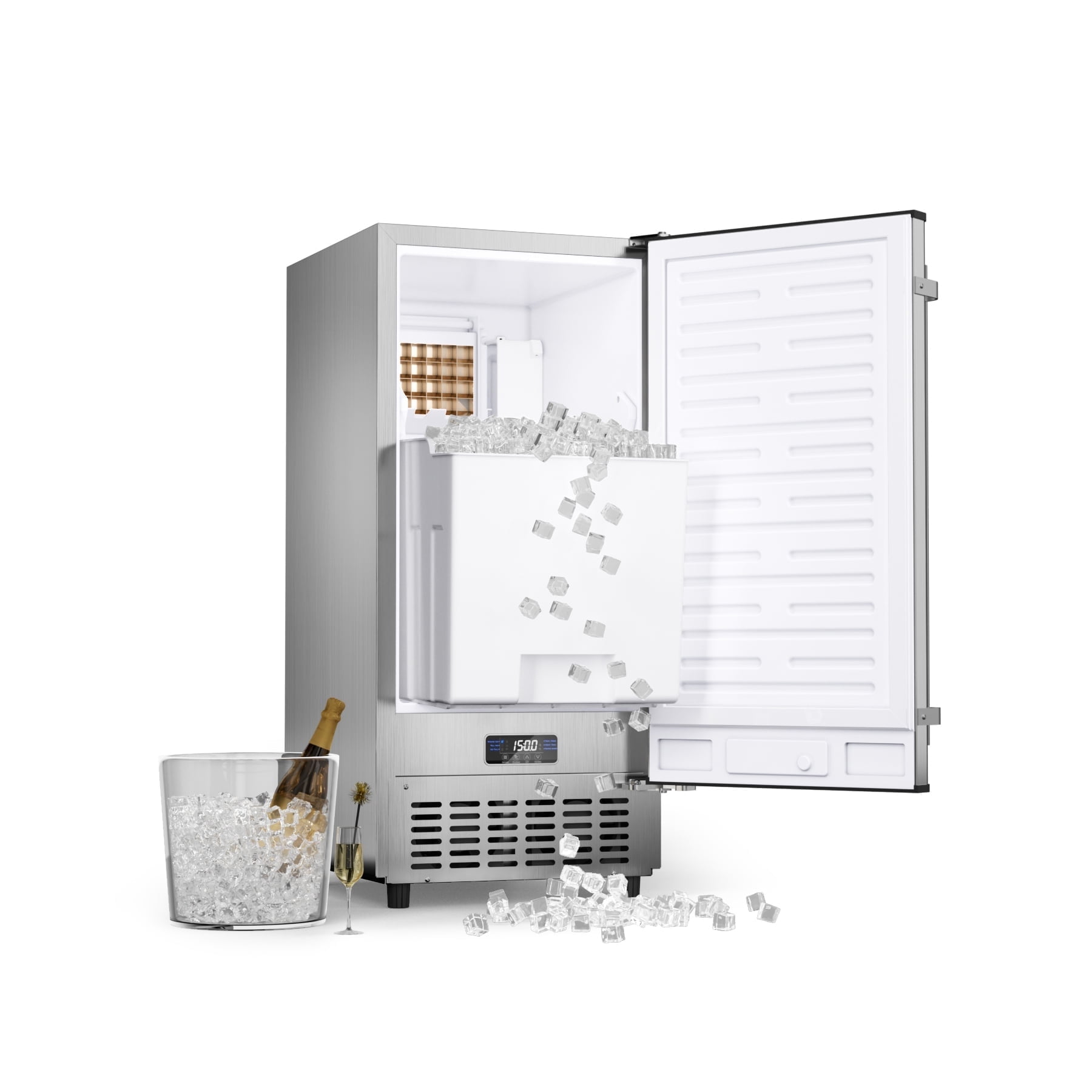 Coolake 15 Inch Wide Under Counter Ice Maker Machine, 80lbs/Day Built ...