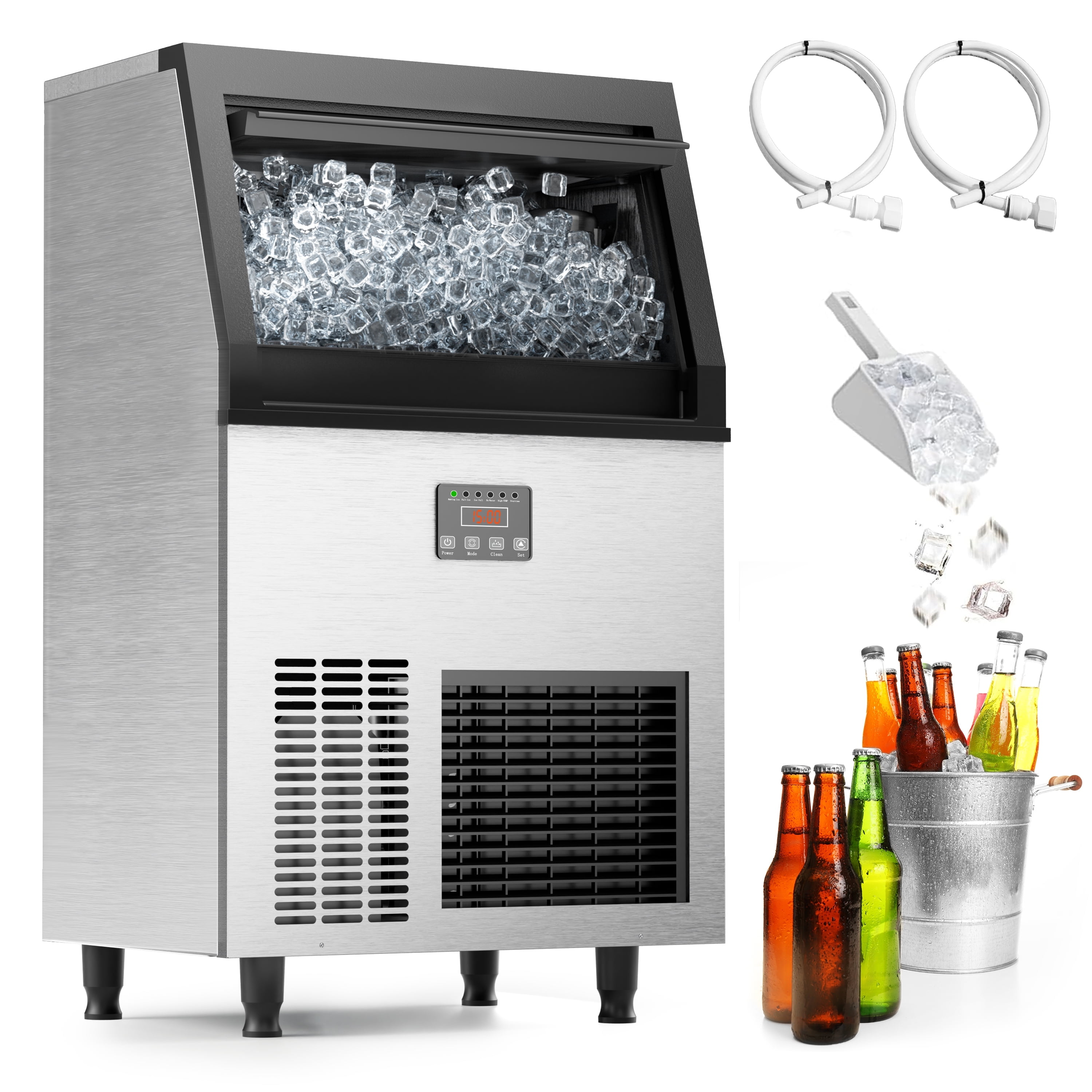 Coolake Commercial Ice Maker Machine 200lbs/24H, Air Cooled Under ...