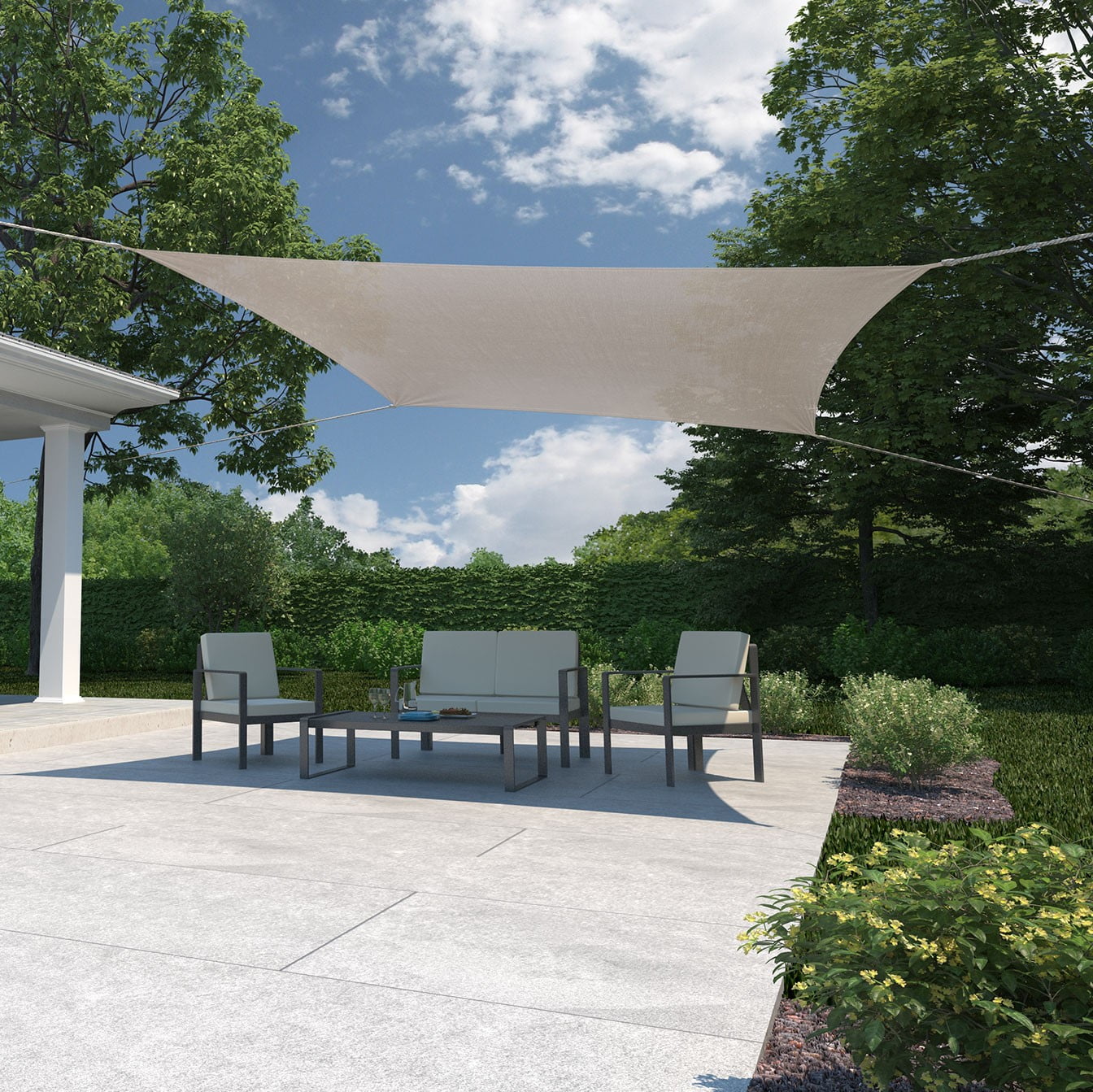 Coolaroo Ready to Hang Outdoor Sun Shade Sail Triangle 90% UV Block ...