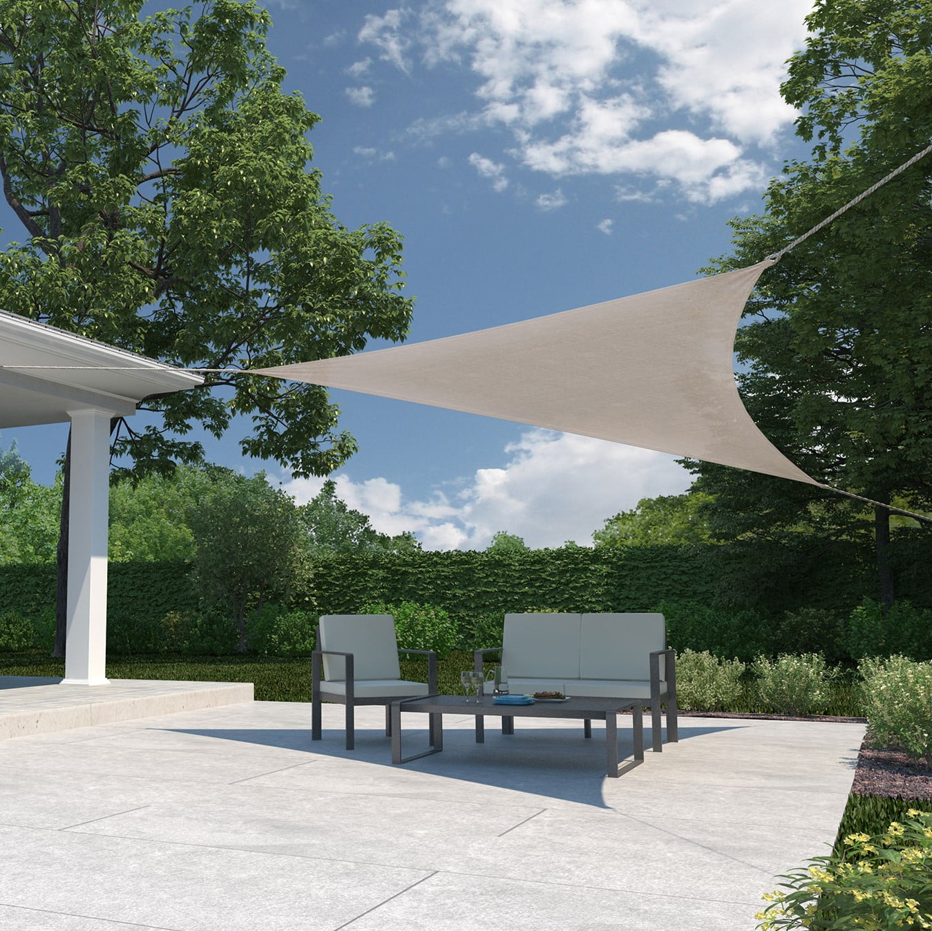 Coolaroo Ready to Hang Outdoor Sun Shade Sail Triangle 90% UV Block ...