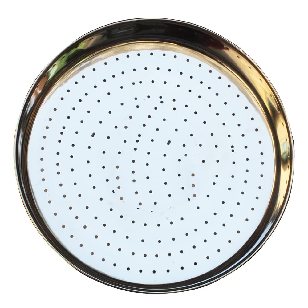 Coolboss Stainless Steel Sieve, Round Chalni Thali with Big Holes ...