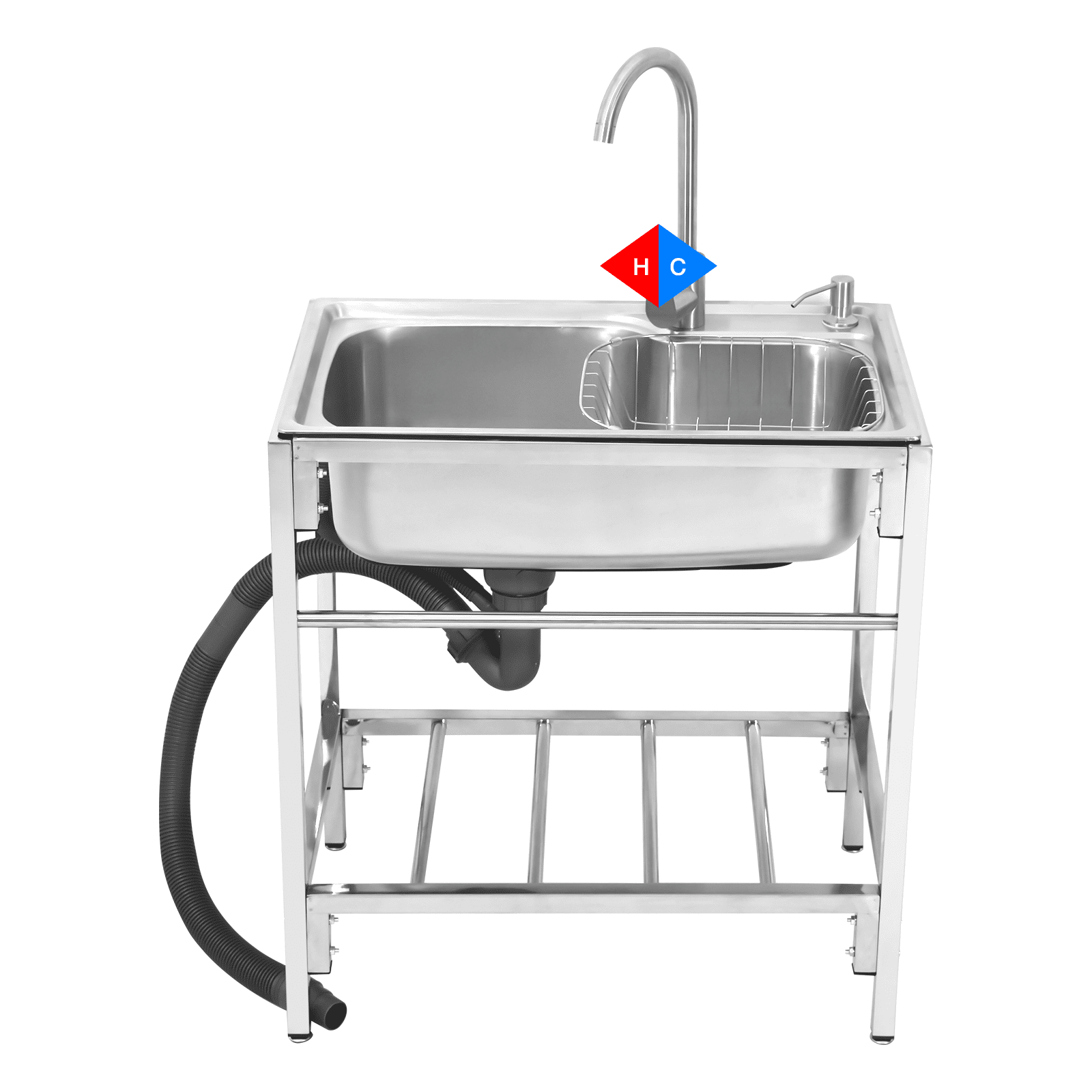 Coolcook Utility Sink with Cold & Hot Faucet, Stainless Steel Laundry ...