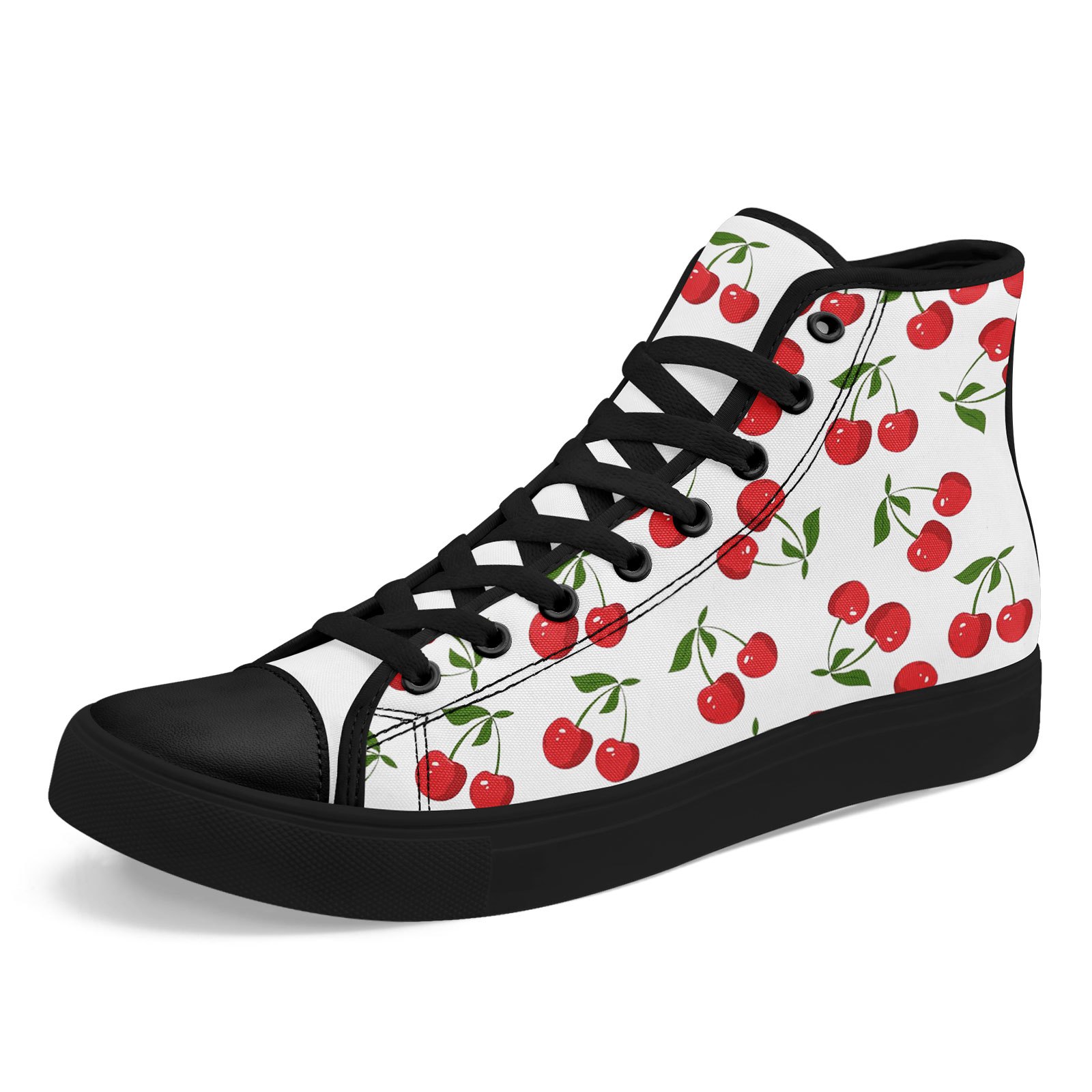 CoolcustomMen's Valentine's Day Cherry-Themed High-Top Sneakers with ...