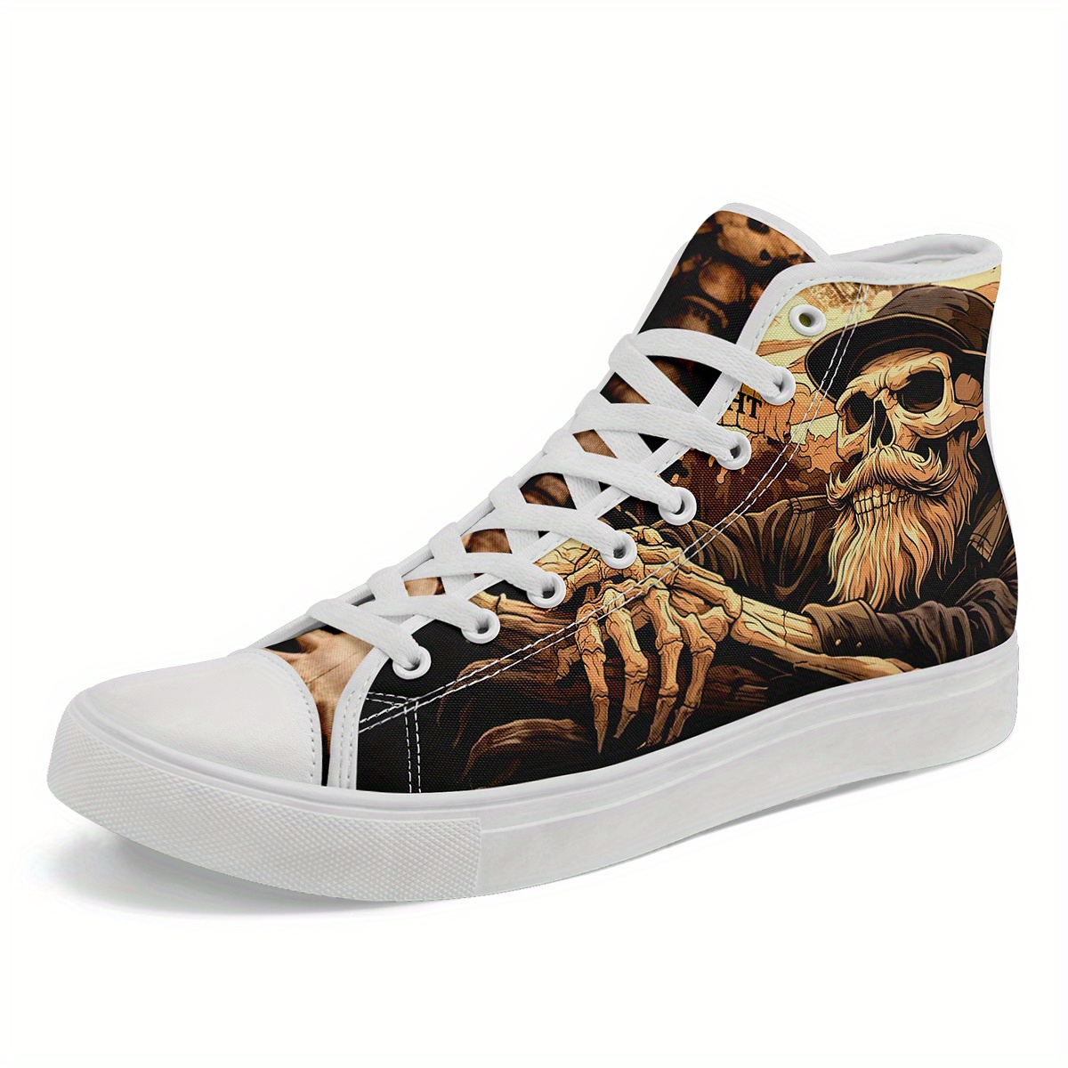 Coolcustomie Men's Gothic Skull Fashion Sneakers, Stylish & Lace-Up ...