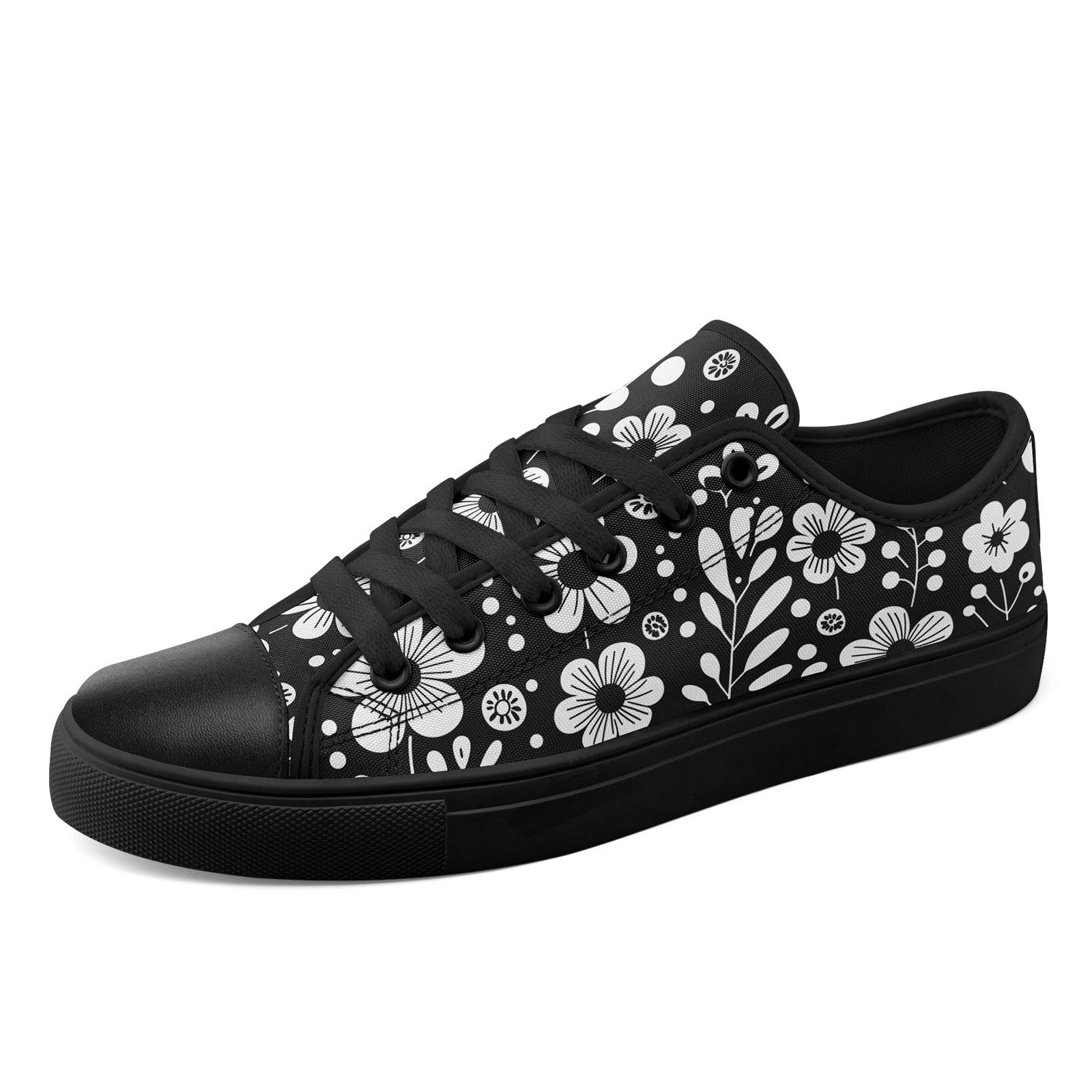 Coolcustomize Casual Low-Top Sneakers for Women Featuring a Black And ...