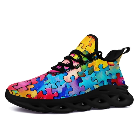 Coolcustomize Colorful Puzzle Print Running Sneakers for Women, Casual ...