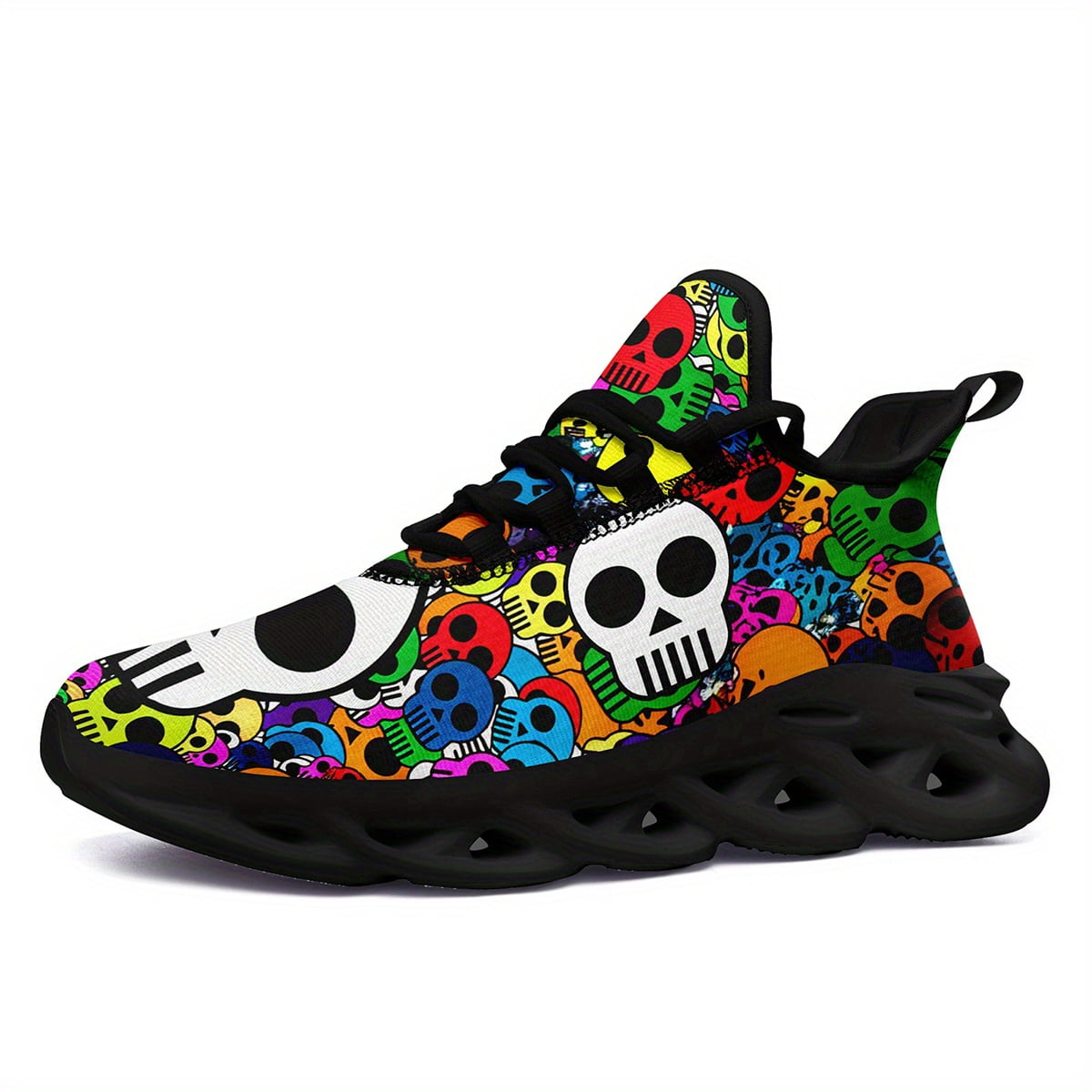 Coolcustomize Edgy Colorful Skull & Crossbones Sneakers for Women, Low ...
