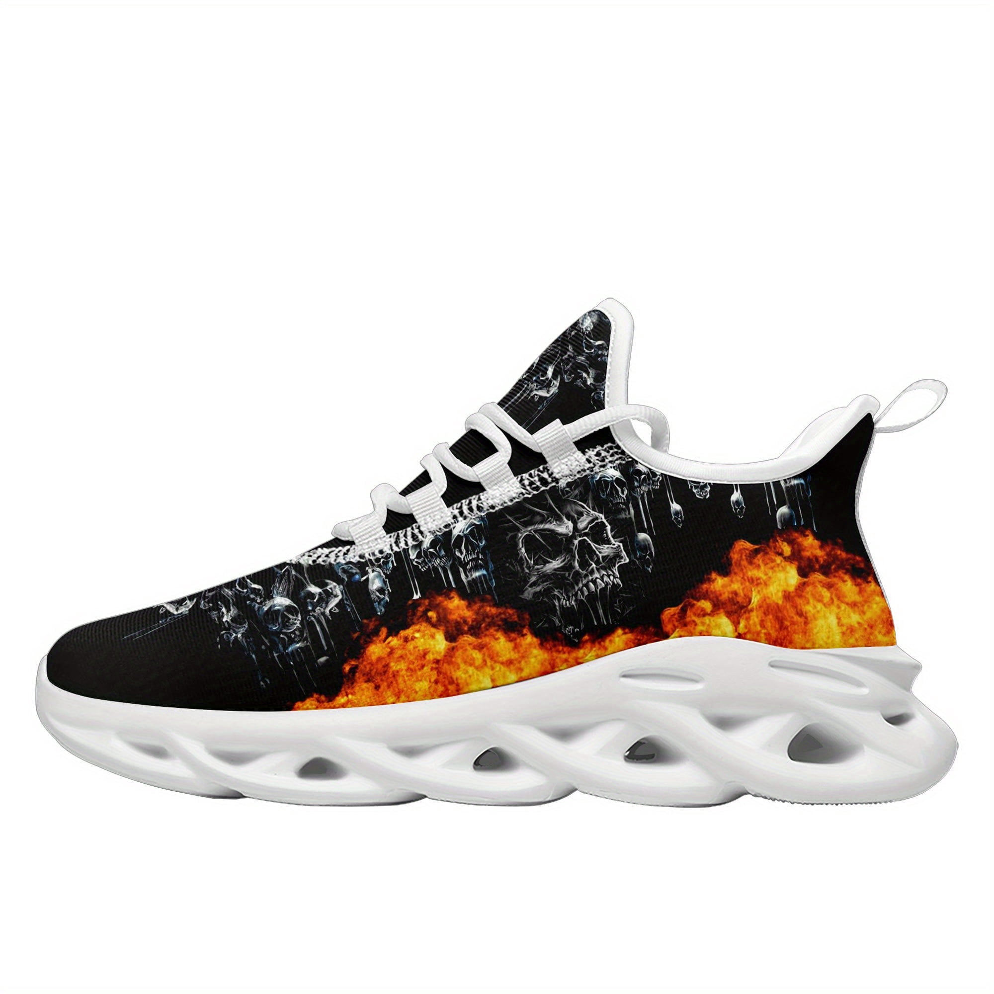 Coolcustomize Fire & Skull Design Athletic Sneakers for Men and Women ...