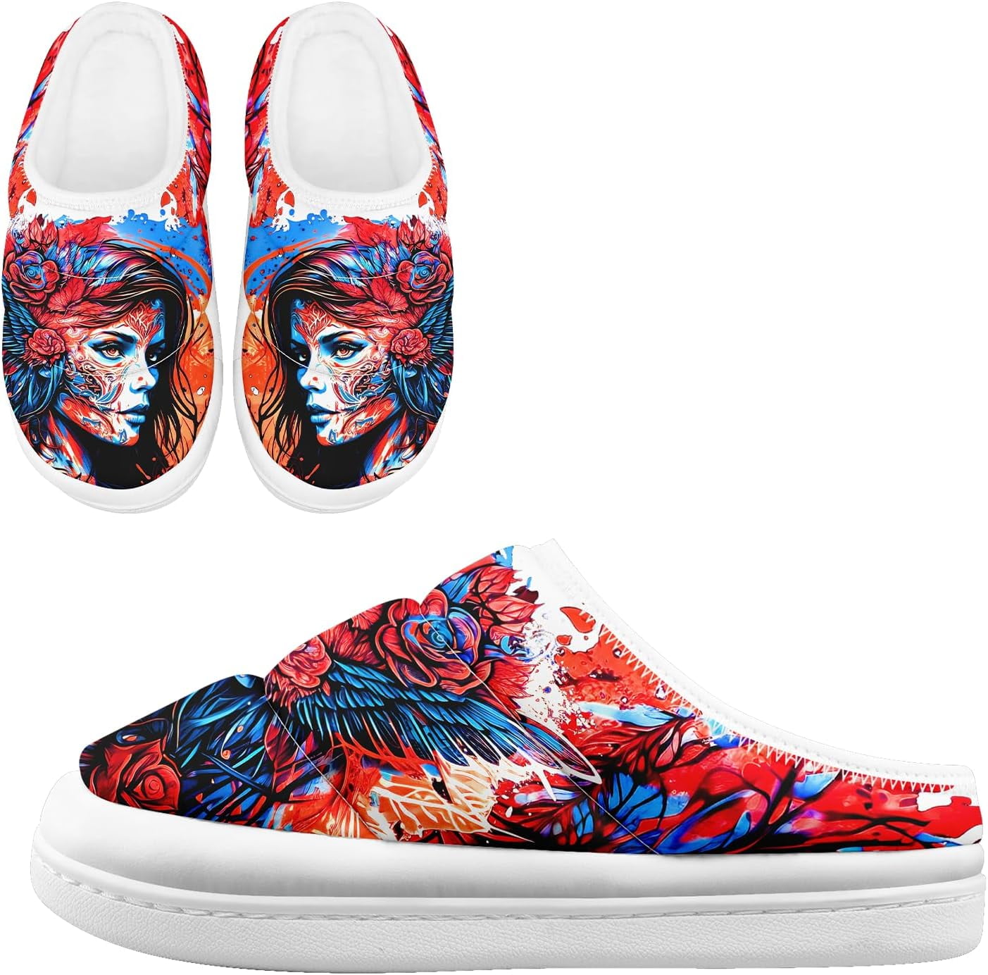 Coolcustomize Gothic Animal Print Fuzzy Slippers For Women Men Soft ...