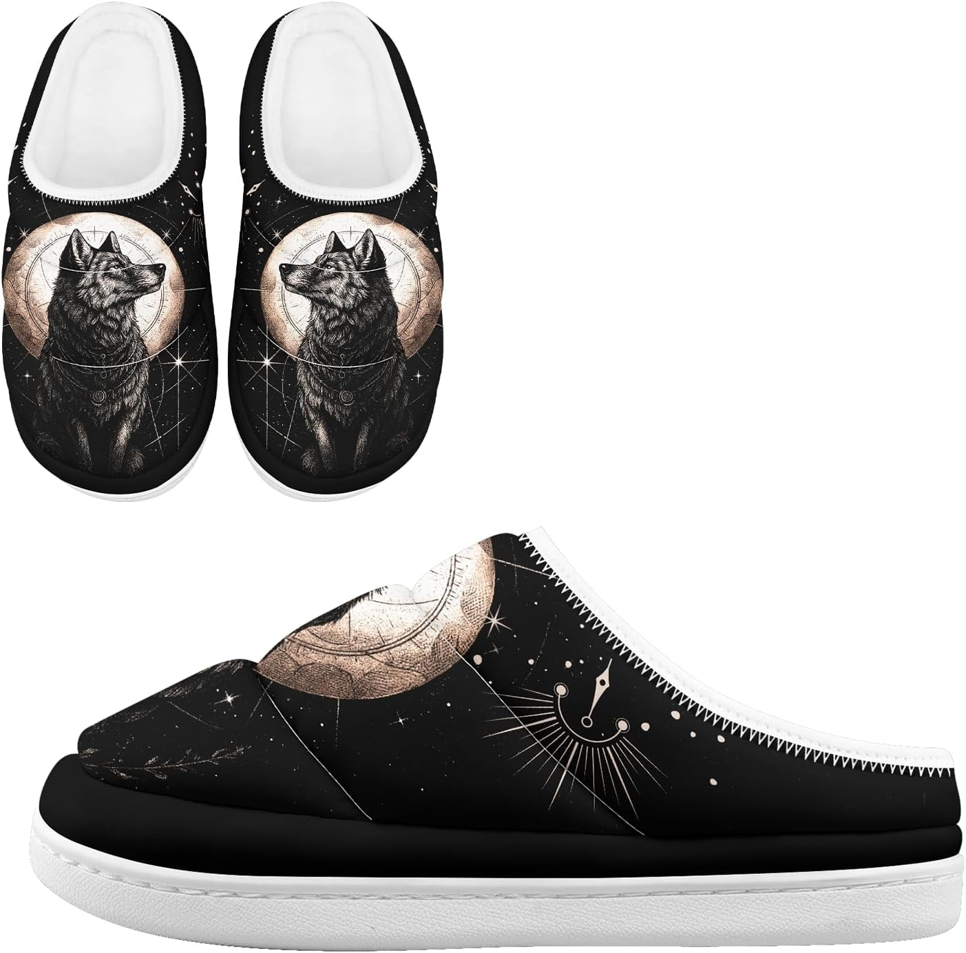 Coolcustomize Gothic Animal Print Fuzzy Slippers For Women Men Soft ...