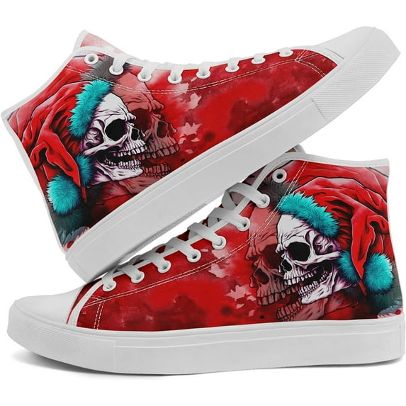 Coolcustomize High Top Canvas Sneakers with Skull Floral, Lightweight ...