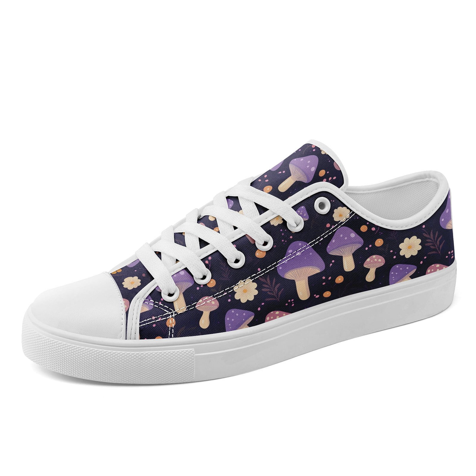 Coolcustomize Men Casual Sneakers Purple Mushroom Print Low Top Shoes ...