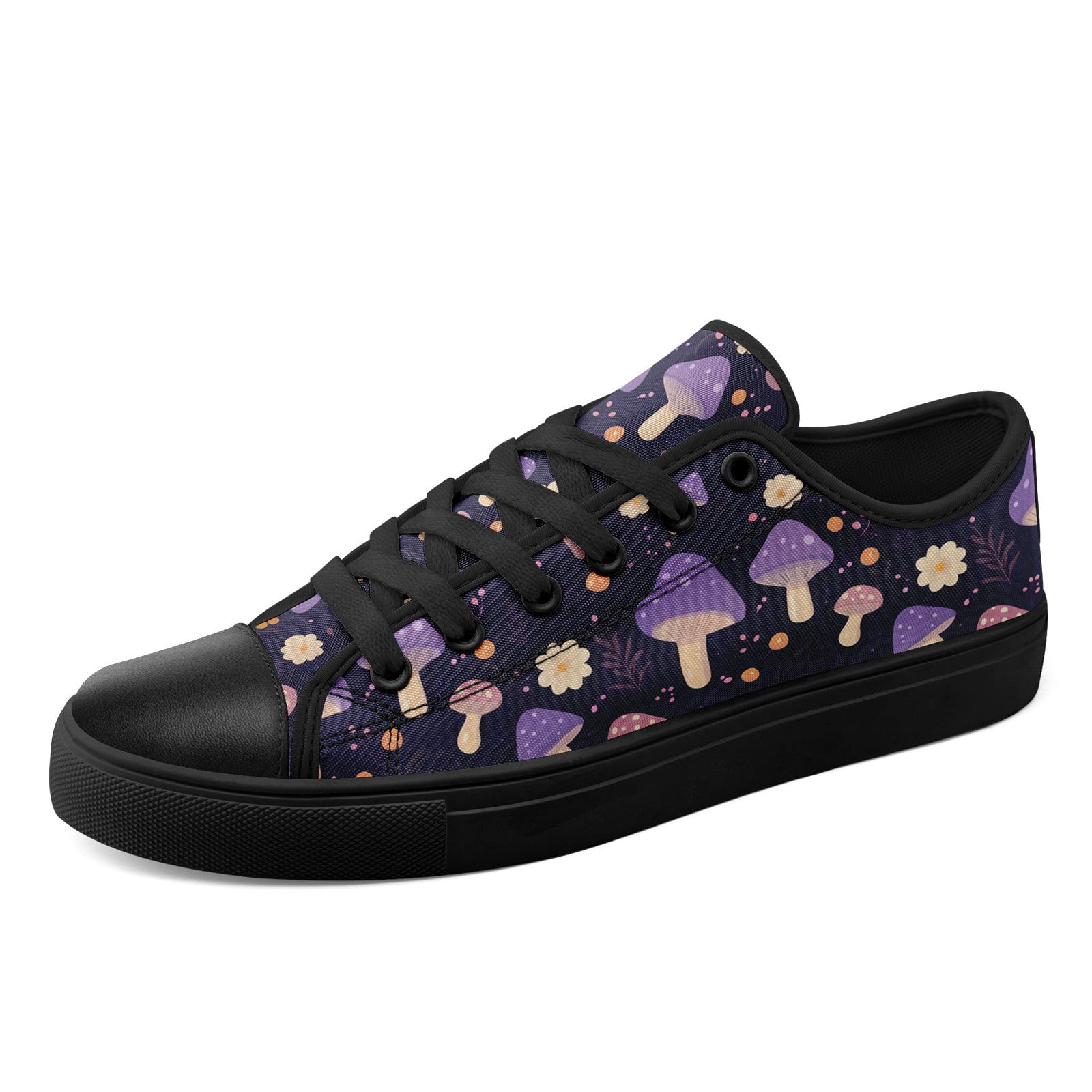 Coolcustomize Men Casual Sneakers Purple Mushroom Print Low Top Shoes ...