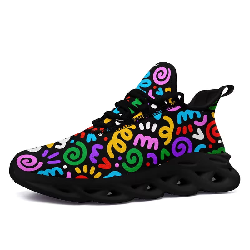 Coolcustomize Men Women Wide Fit Graffiti Style Sneakers, Comfortable ...