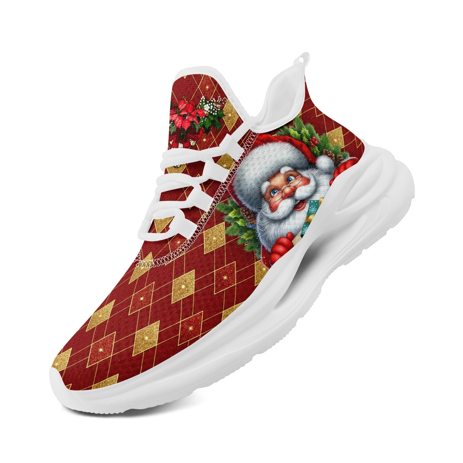 Coolcustomize Men's Christmas Sneakers - Santa Claus & Snowflake Design ...