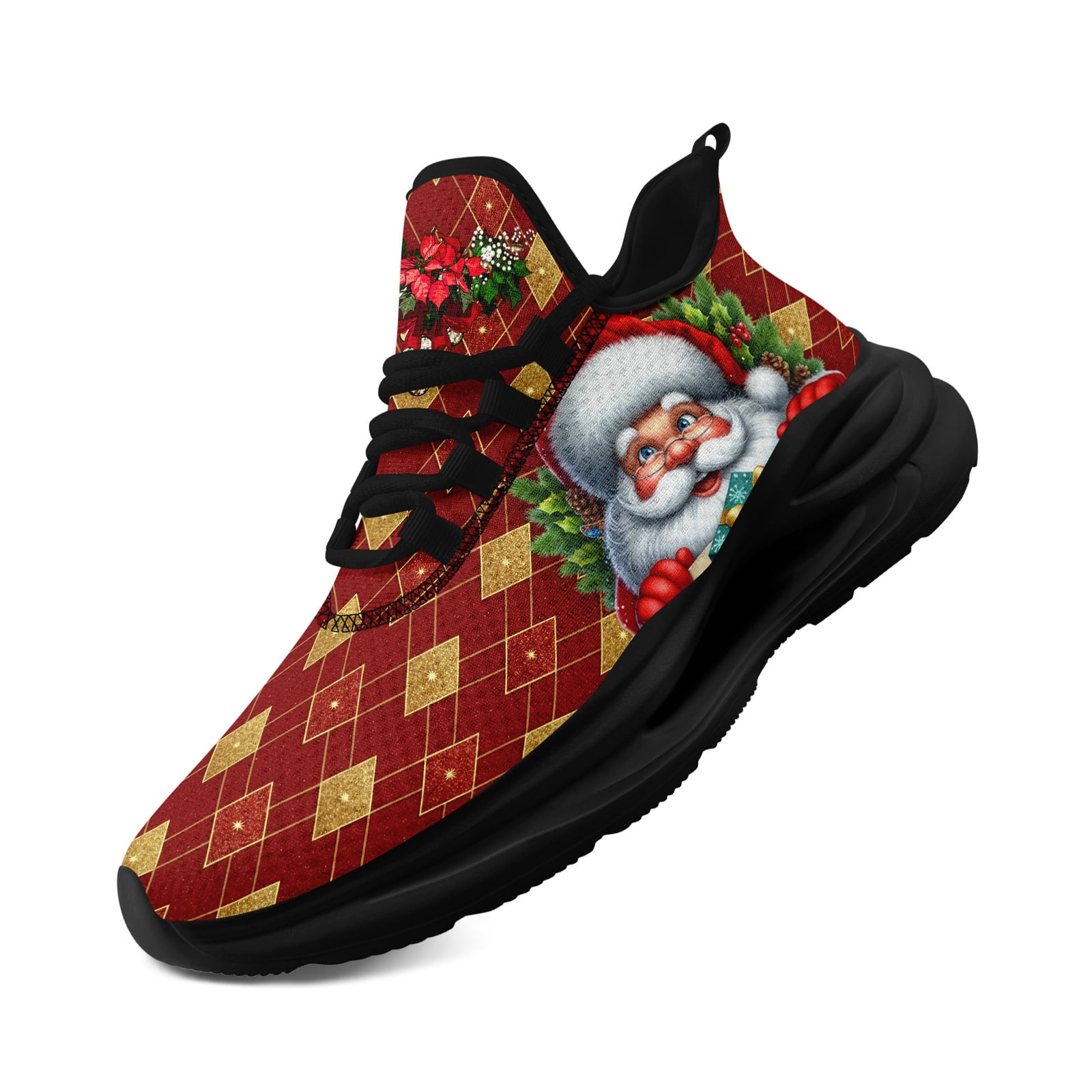 Coolcustomize Men's Christmas Sneakers - Santa Claus & Snowflake Design ...
