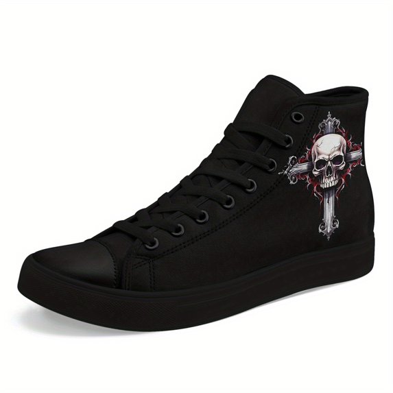 Coolcustomize Men's Gothic High-Top Sneakers - Black with Red & White ...